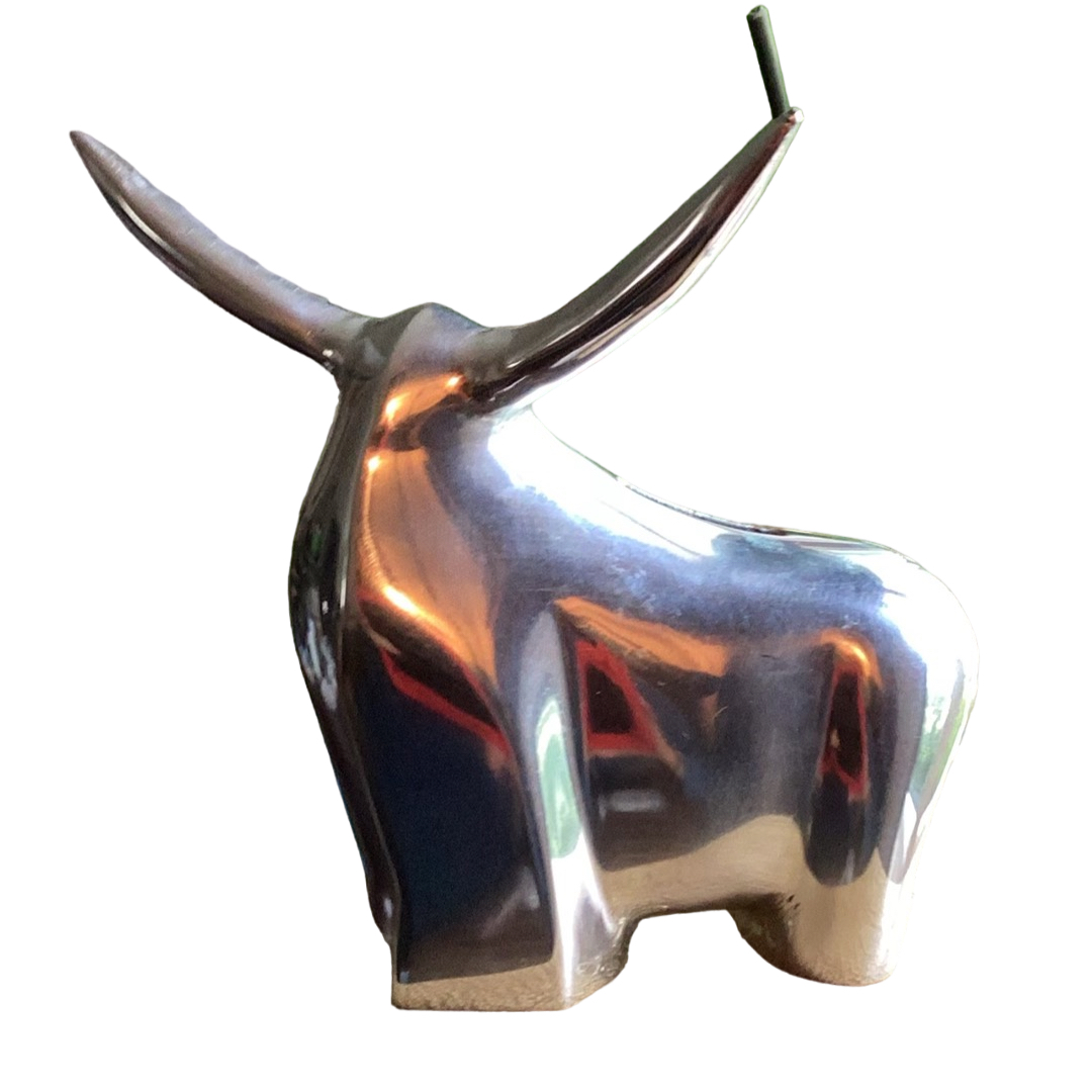 Cast Polished Aluminum Longhorn Bull Bank