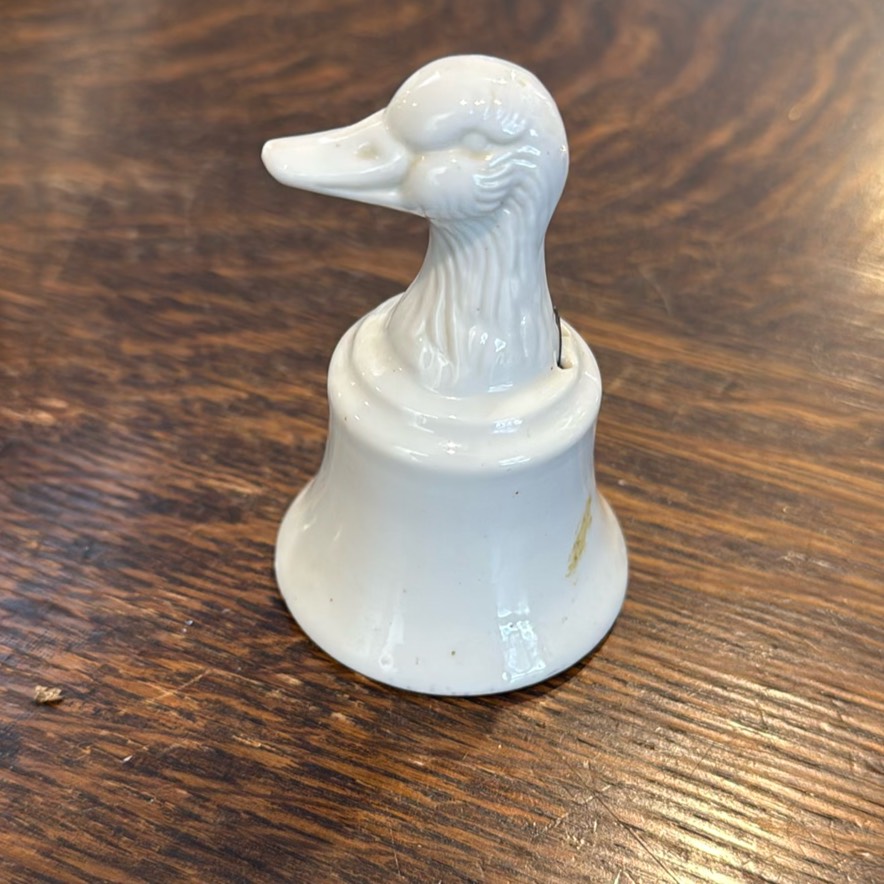 White Porcelain Duck Bell Figurine