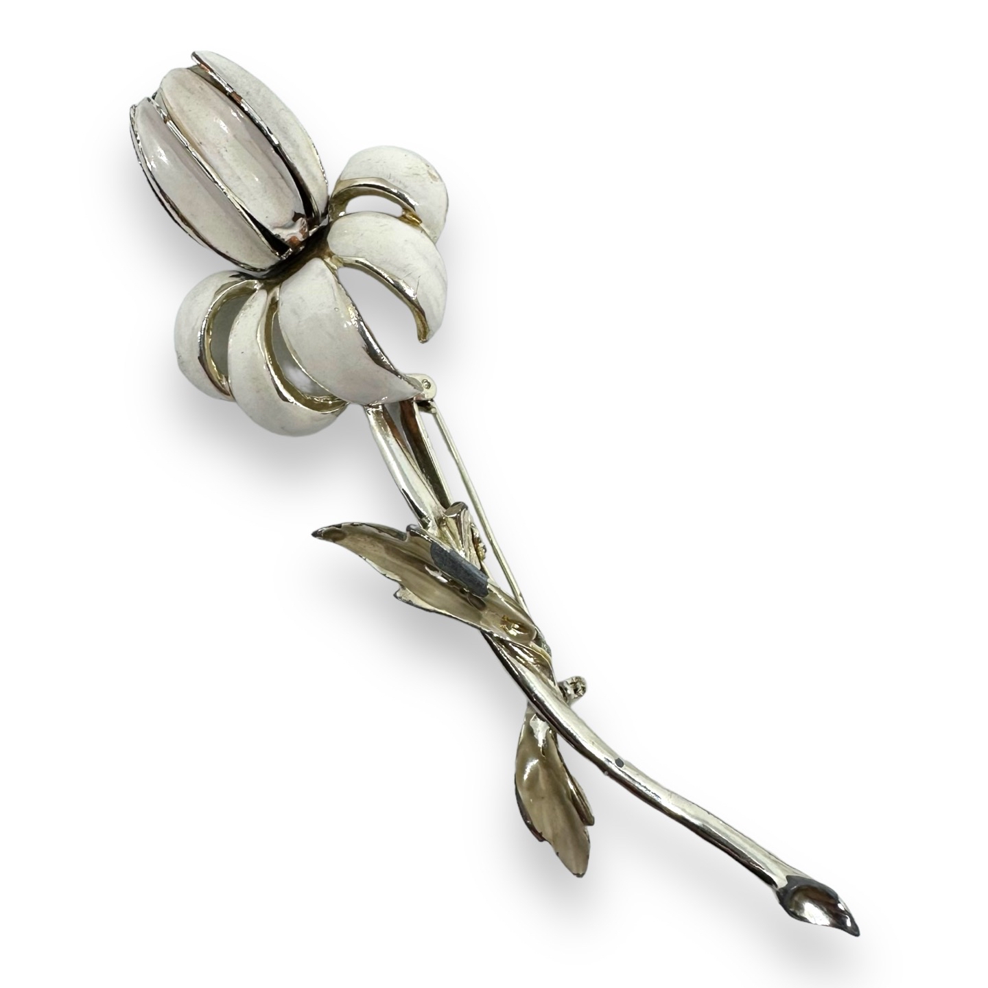 1950's-60's Signed CORO Enamel Large Lily Iris Flower Pin w/ Center ...
