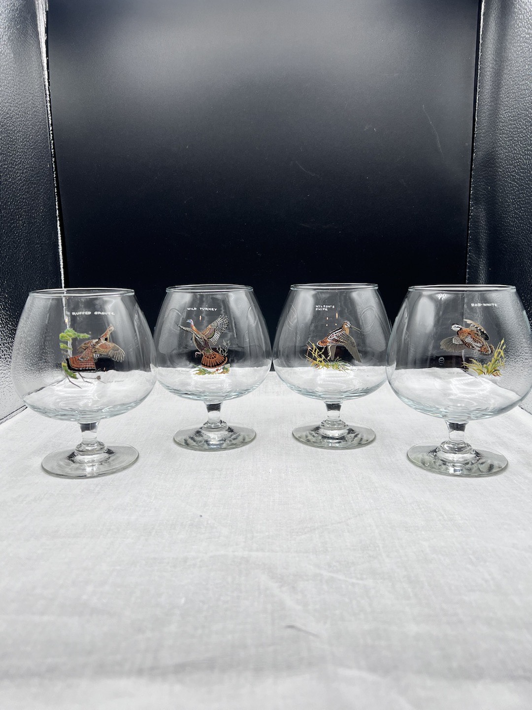 SET OF 4 Vintage Ned Smith Wild Bird Brandy Snifters, Signed, In ...