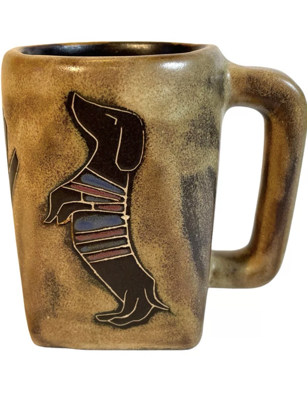Design By Mara Mexico Art Pottery Dog Dachshund Howling Coyote 8 oz Mug