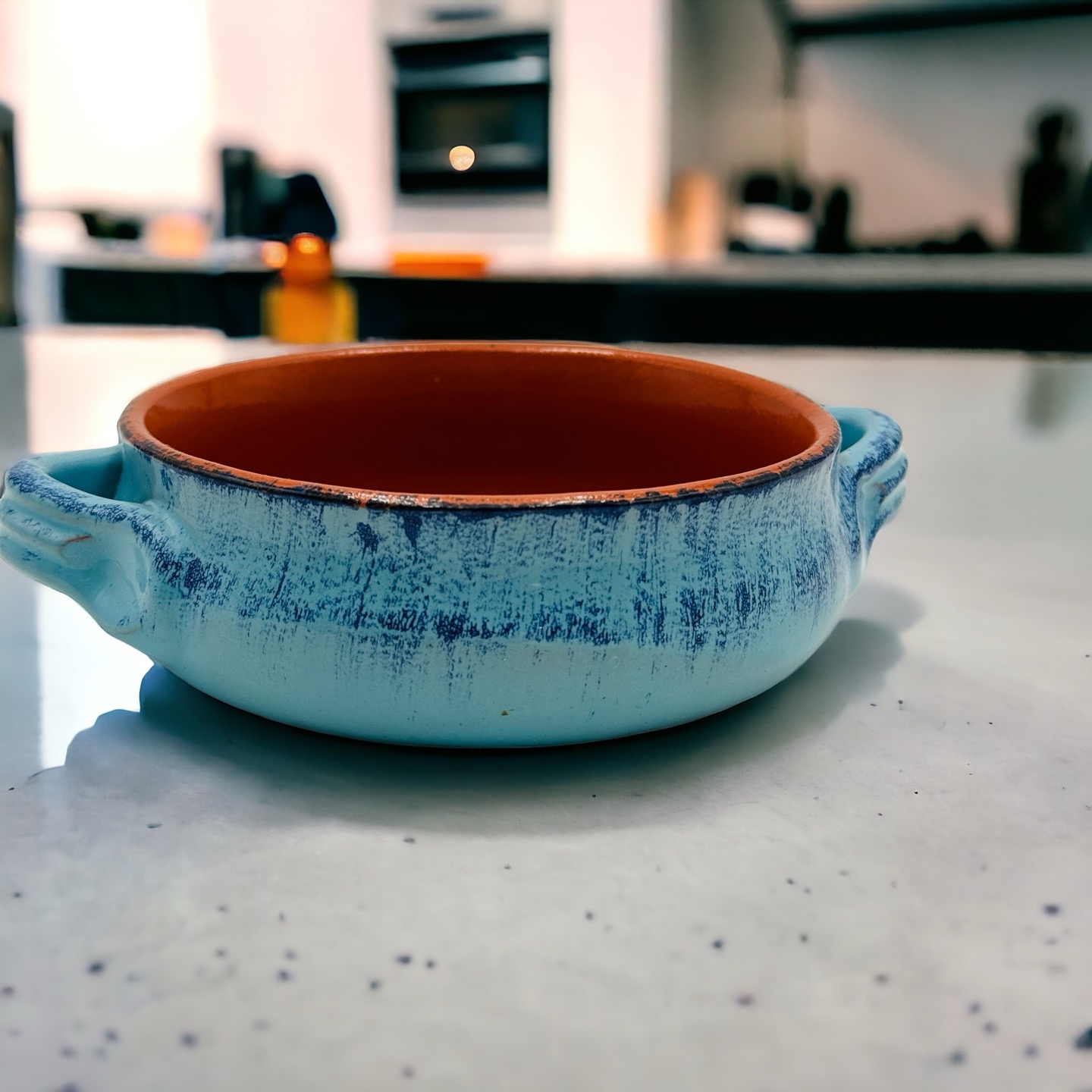 De Silva Pottery Terra Cotta Pottery Glazed Soup Bowl Made in Italy BLUE
