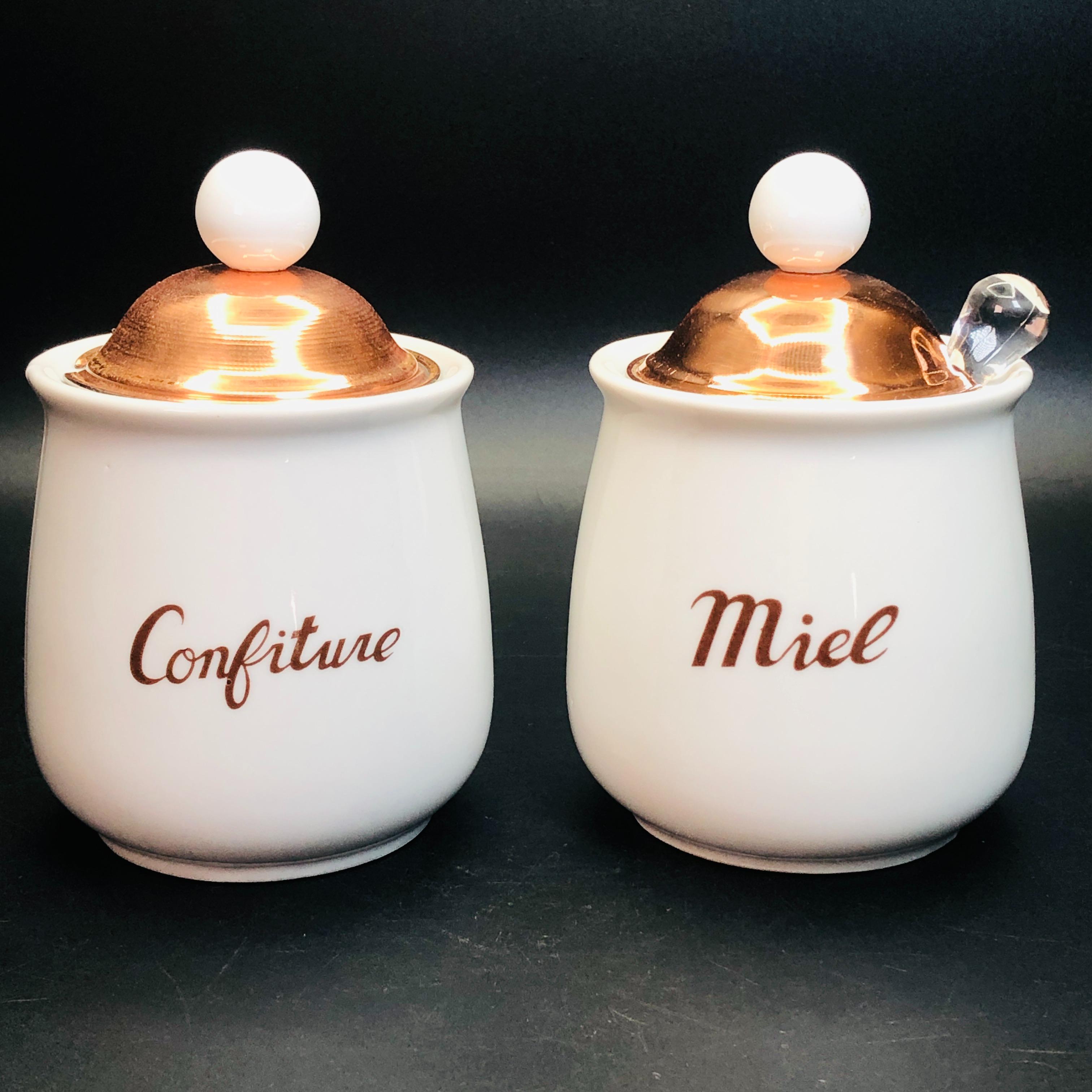 80s Copper Top Ironstone Condiment Canister SET Honey Pot / Miel - Jam ...