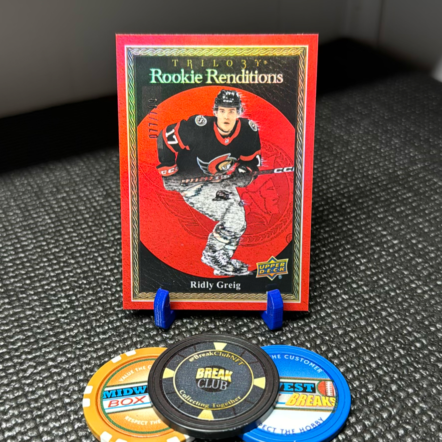 2023-24 Trilogy Ridley Greig Rookie Renditions Red 077/799 Ottawa Senators