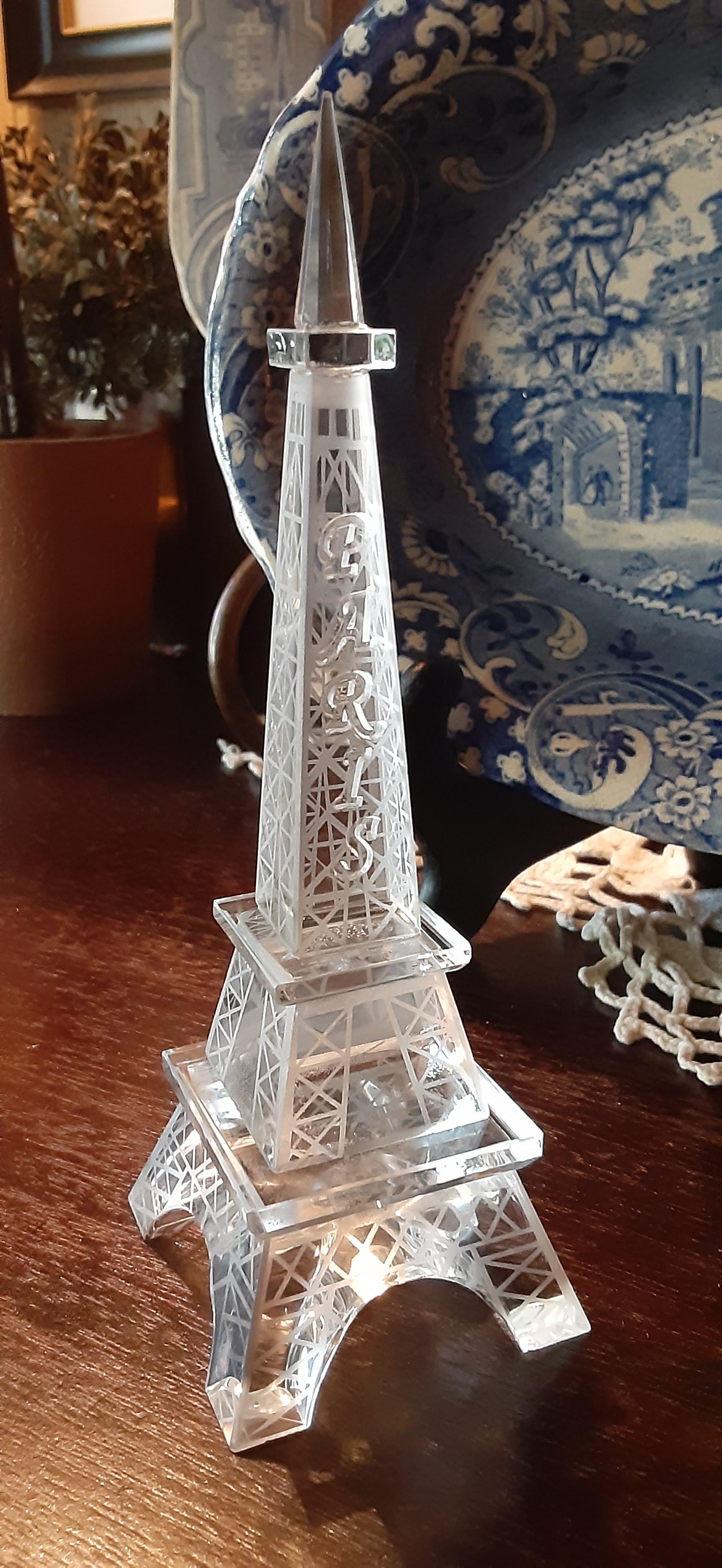 Awesome Vintage Etched Crystal Eifel Tower Figurine Crystal Buildings ...