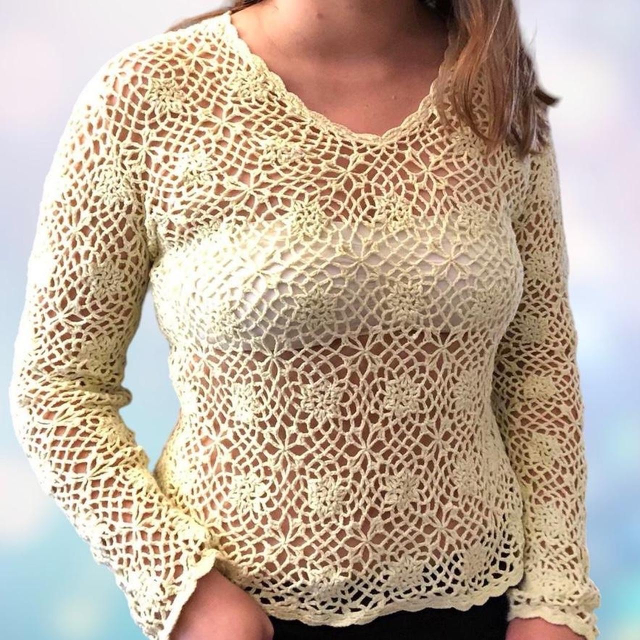 Y2K Crochet sheer top, open weave
