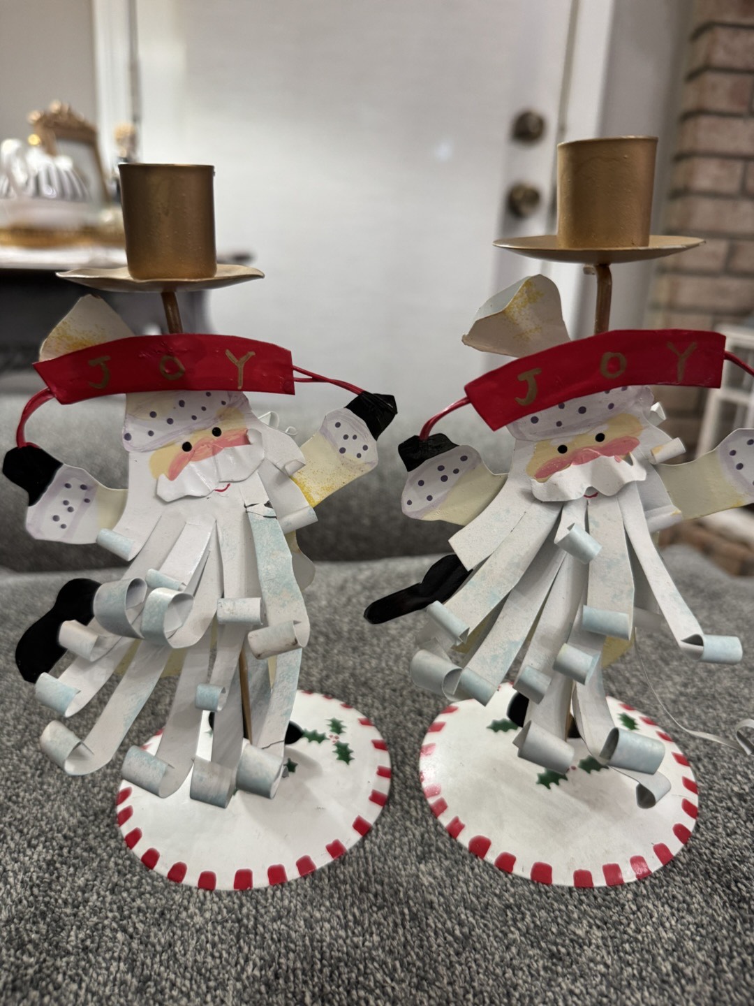 2 Vintage Santa Candlestick Holders