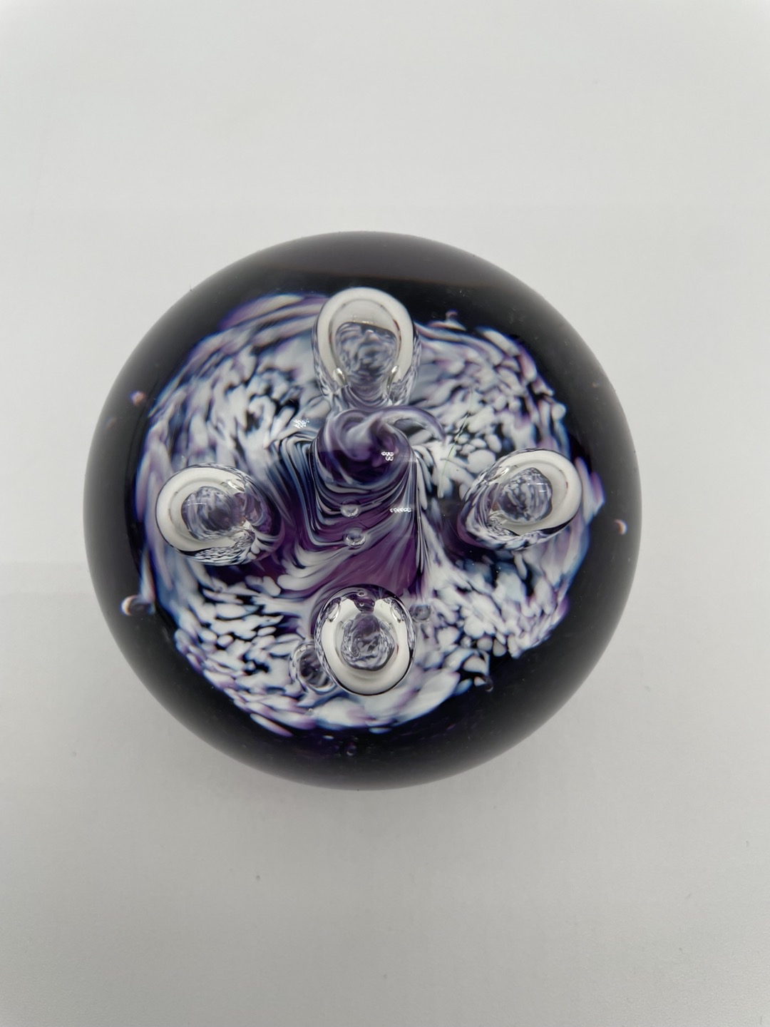 Vintage Caithness Glass Scotland Miniature Moonflower Purple Paperweight