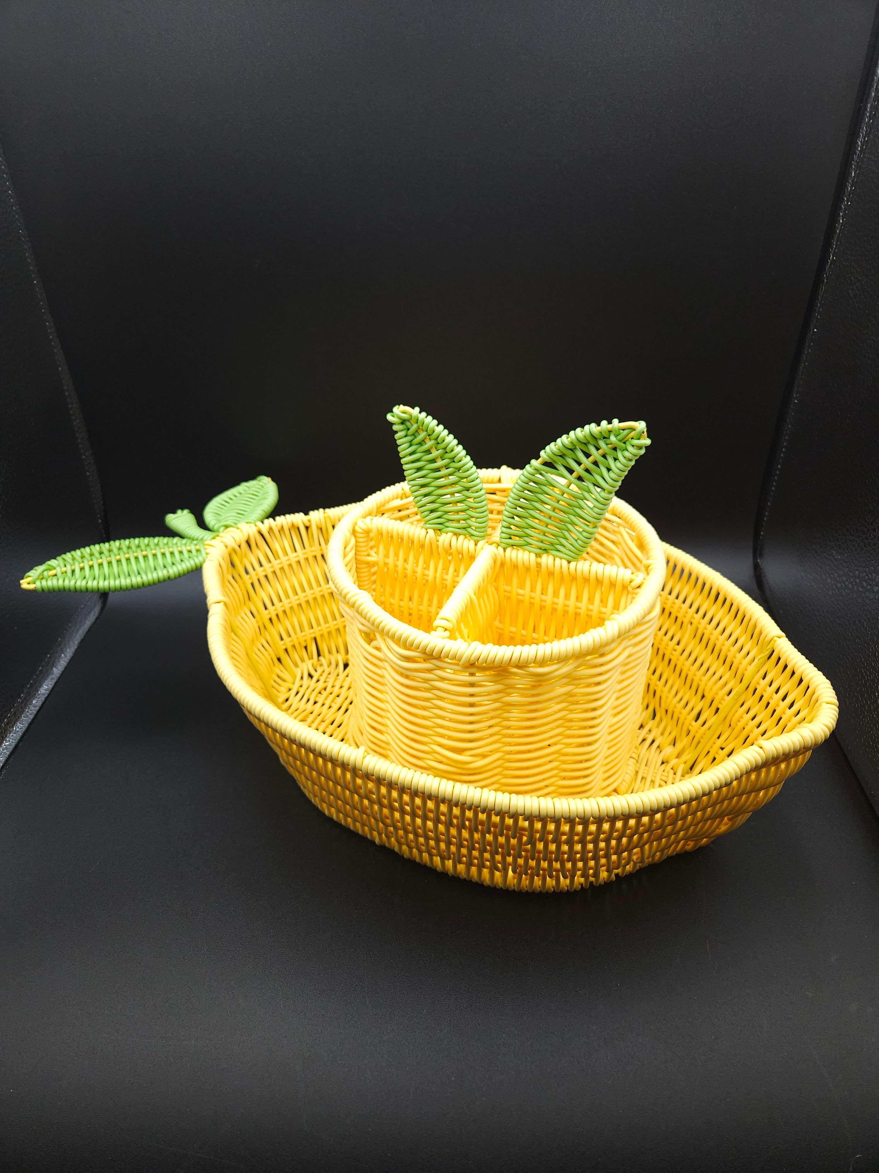 Sunshine Yellow Lemon Shaped Plastic Woven Baskets Ciroa Hello Summer