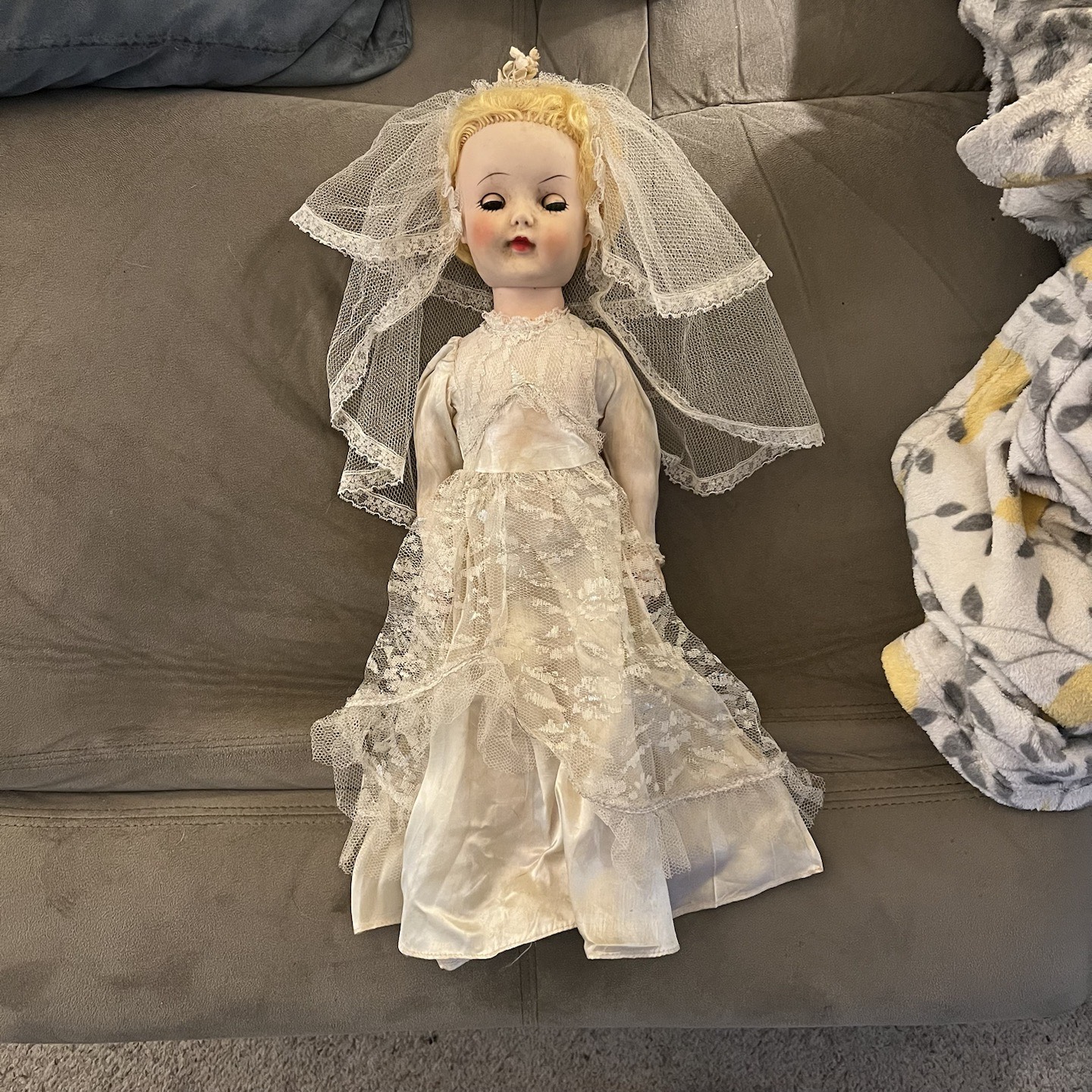Vintage Creepy Bride Doll w Stockings Veil Shoes Ring 1950s Era 20 ...