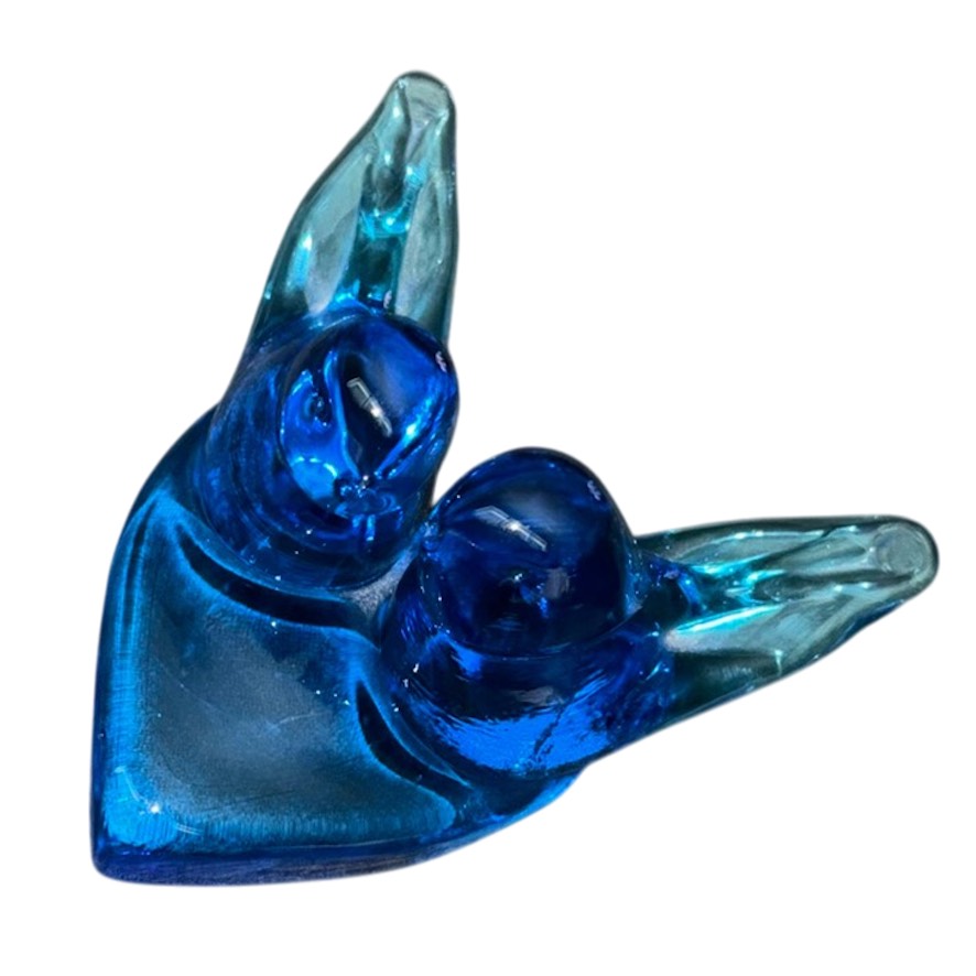 Vintage Titan Art Glass Double Bluebird Of Happiness ~ Artist Signed ...