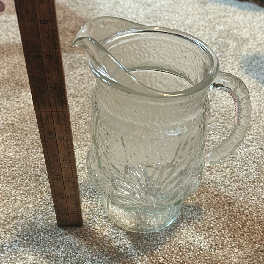 Vintage Anchor Hocking Clear Glass Daisy Pitcher 8”