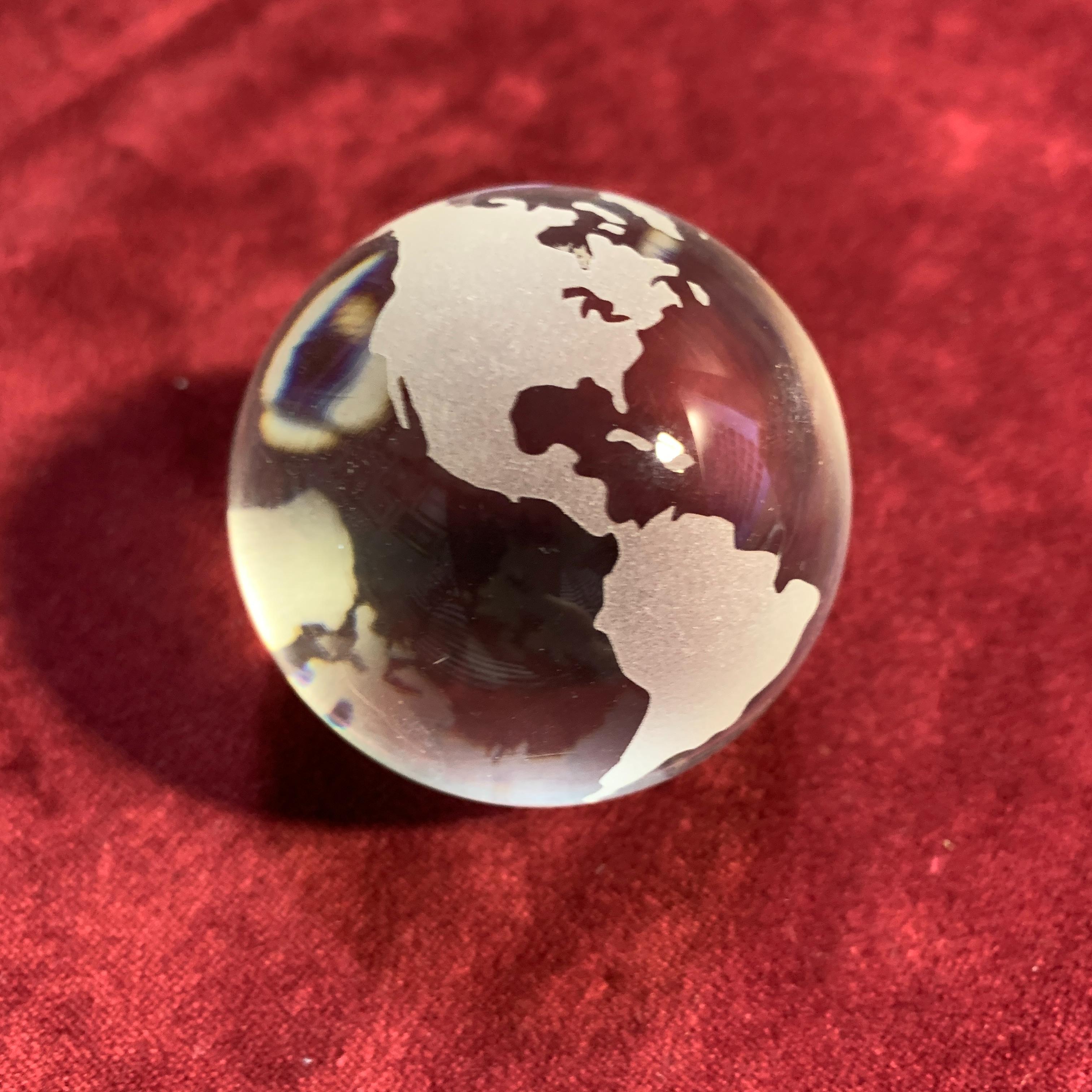Clear Glass Etched Earth