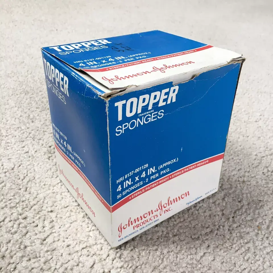 Vintage JOHNSON & JOHNSON Topper Sponges Box With Partial Contents 4 x ...