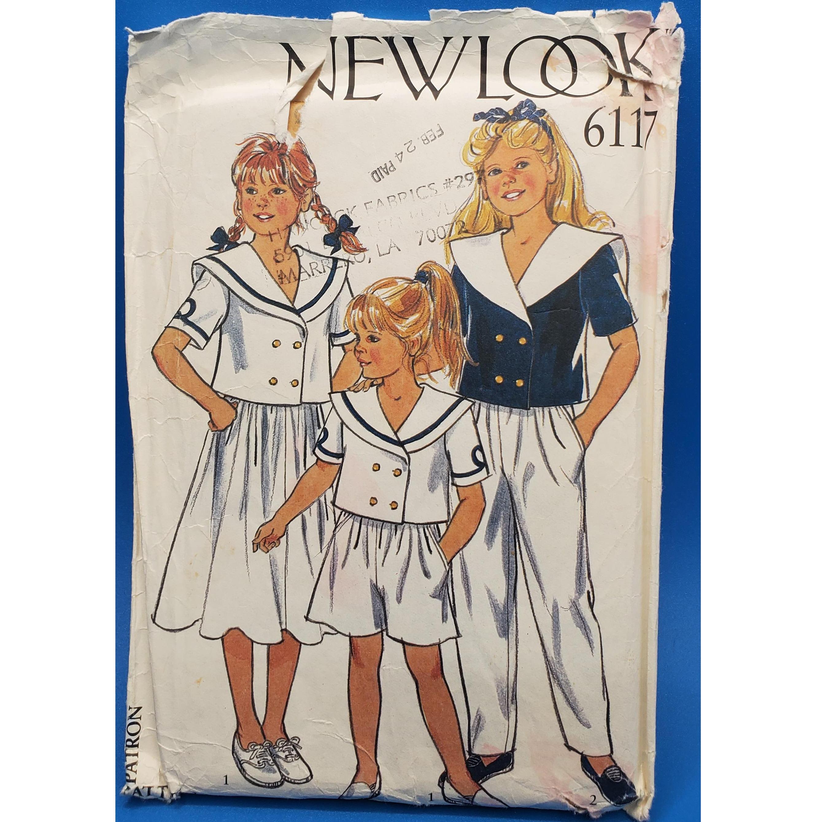 Vintage New Look Girls' Sailor Dress Pattern 6117 (open-not cut)