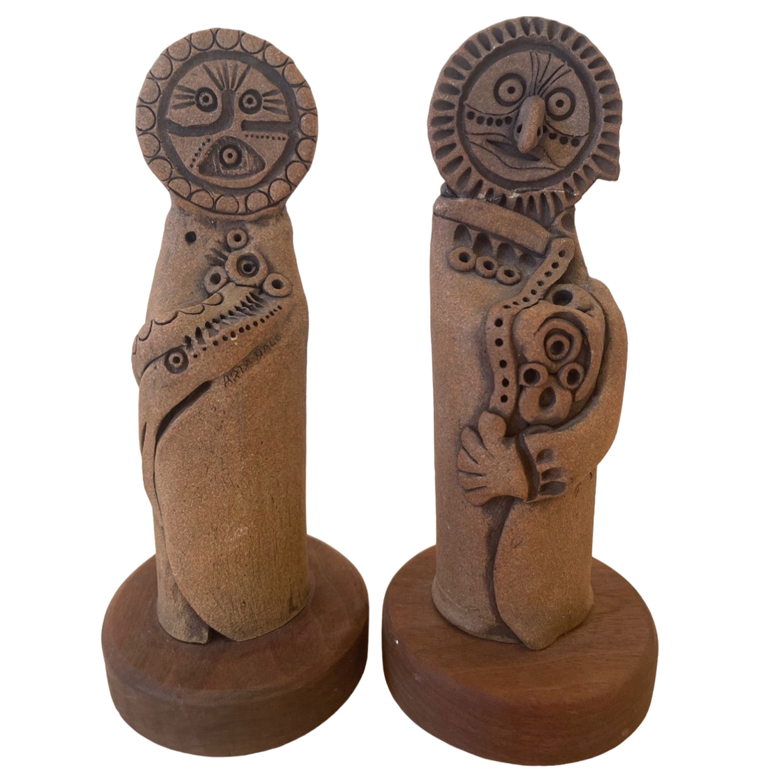 Indigenous Australian clay sculptures Signed Dale