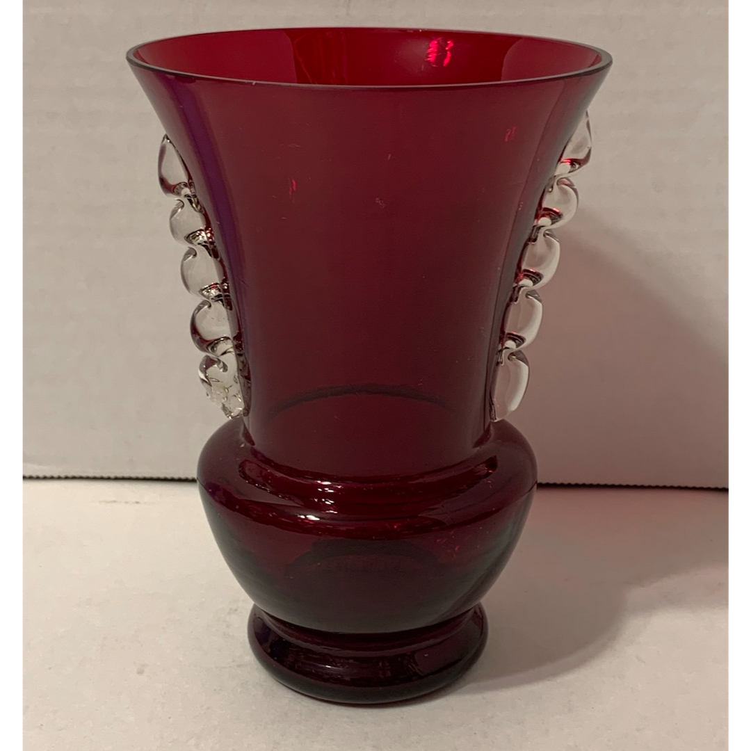 Rare 1935-38 Ernst Steinwald Czechoslovakia 31743 Ruby Red Vase w Clear ...