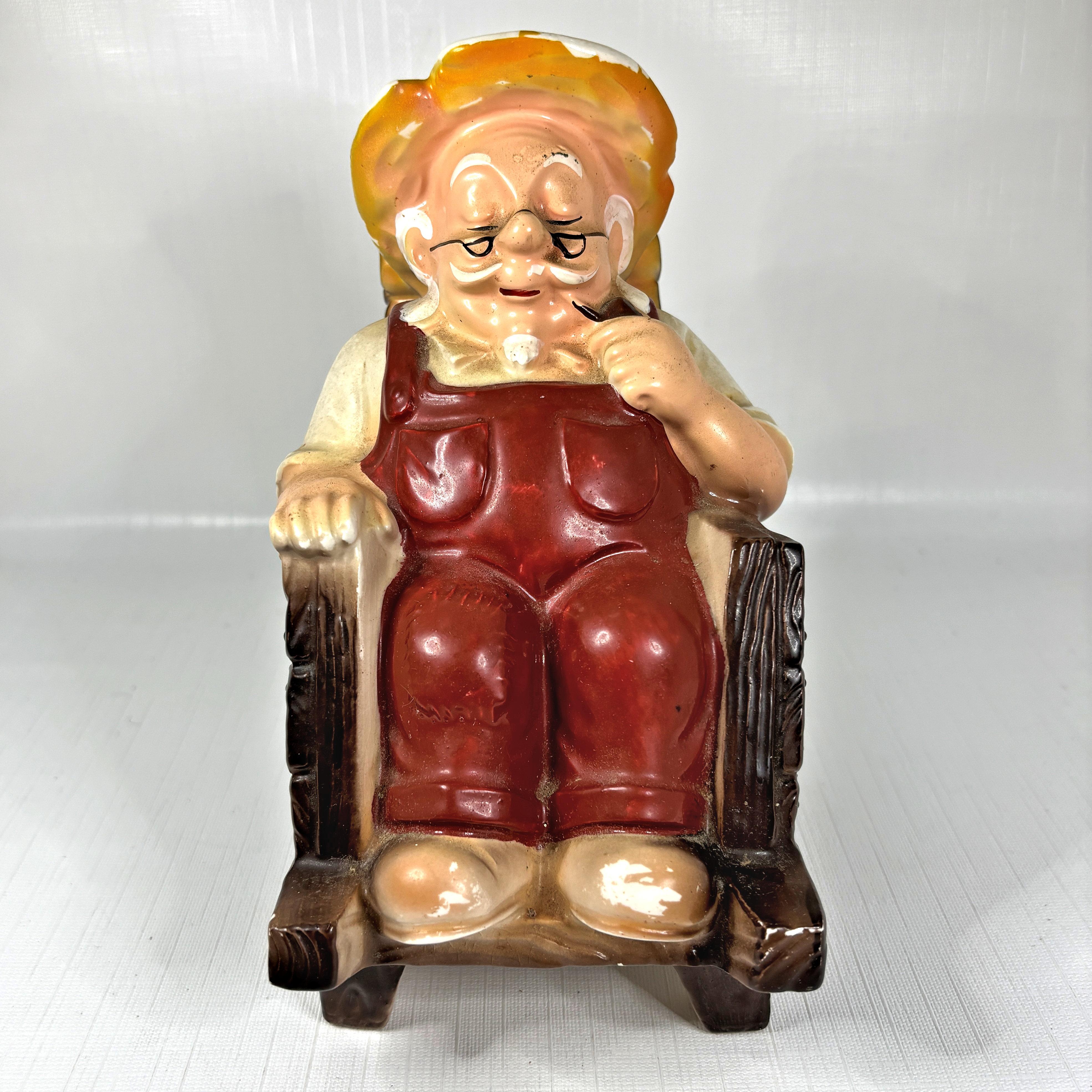 Ceramaster Grandpa Ceramic Coin Bank Retirement Made Japan Retro Vintage