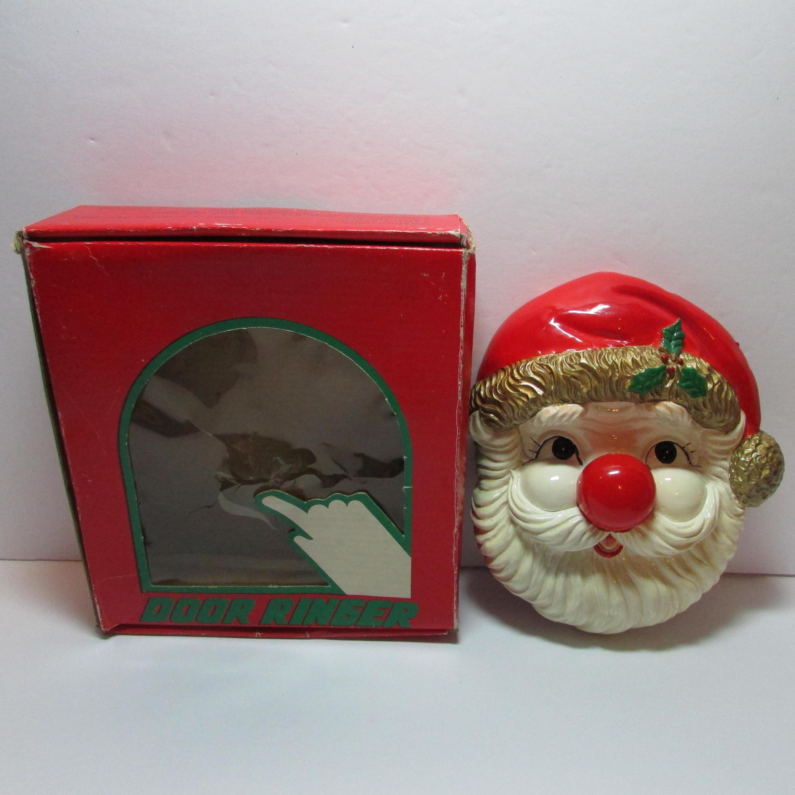 vintage plastic Santa head with rubber nose door ringer Christmas decor ...