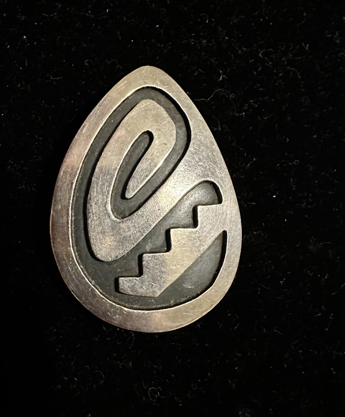 Vintage Native Hopi Overlay Sterling Silver Pin Brooch Pendant