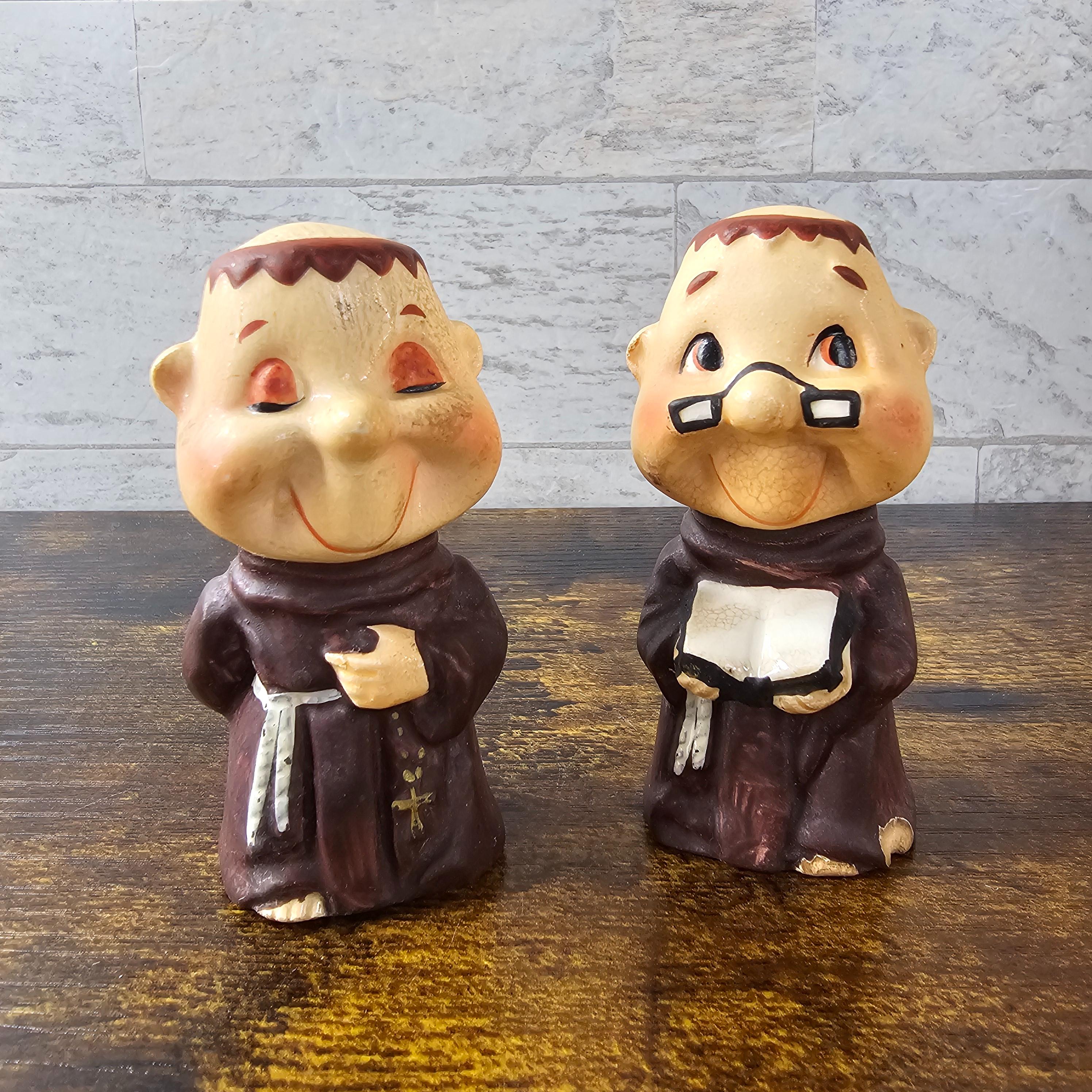 Vintage Monk Salt and Pepper Shakers