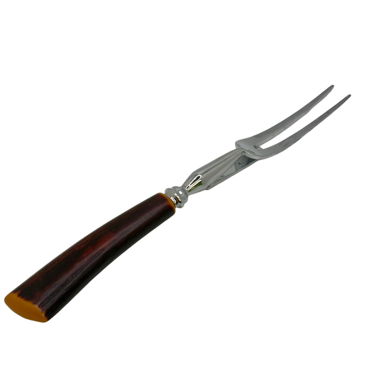 Vintage Bakelite Stainless Plate Carving Serving Fork 10"