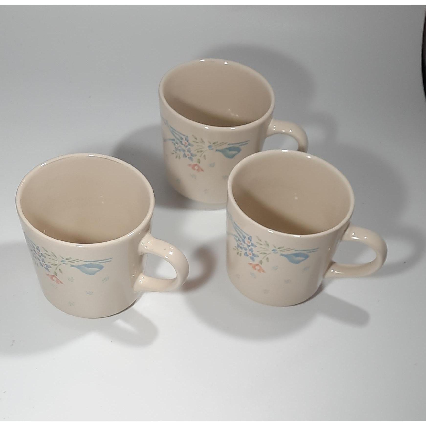 Vintage 1990 Corning Ware Corelle Symphony Set of Three Coffee Tea Mug Cups