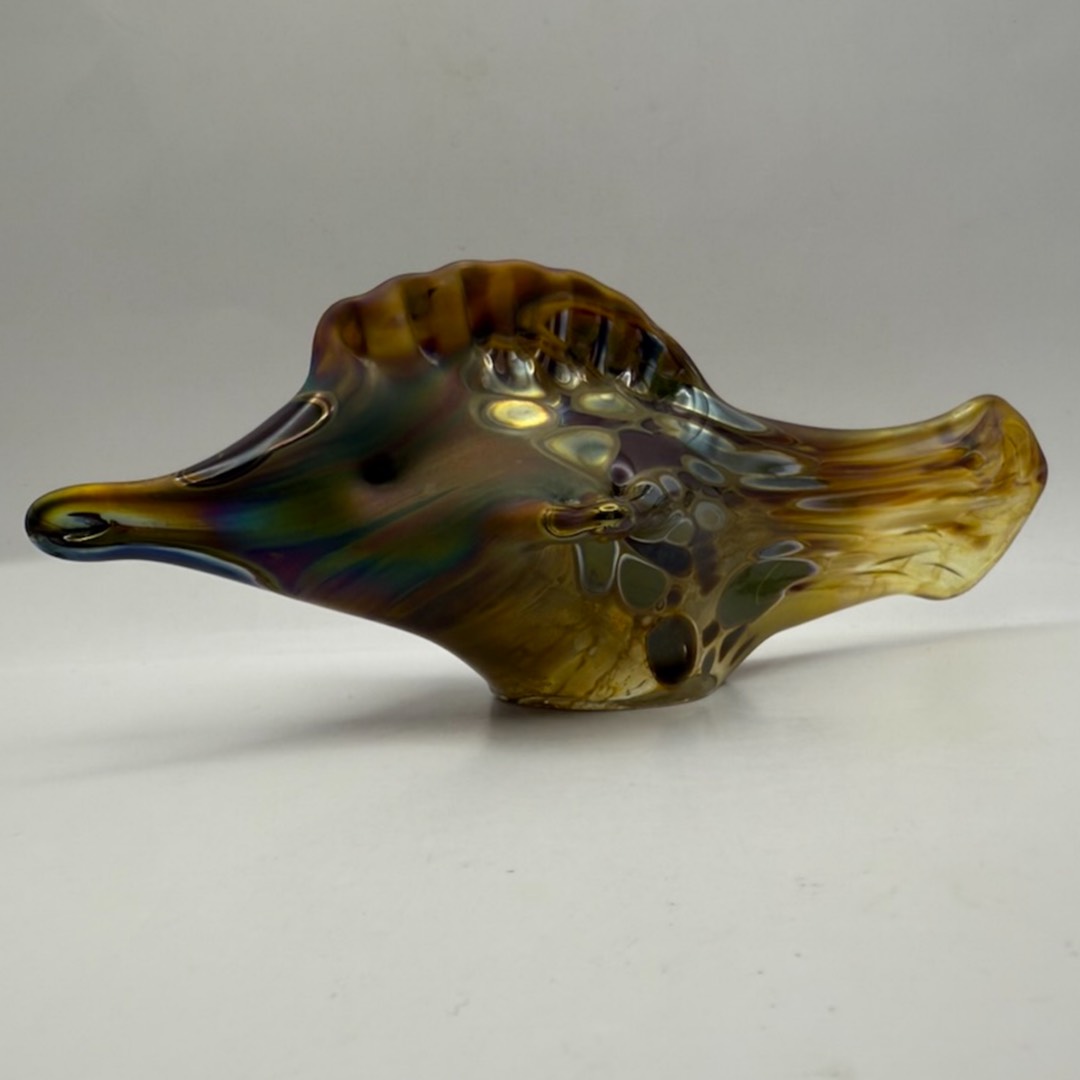 David Paterson Iridescent Oil Slick Art Glass Fish Signed & Dated 8”