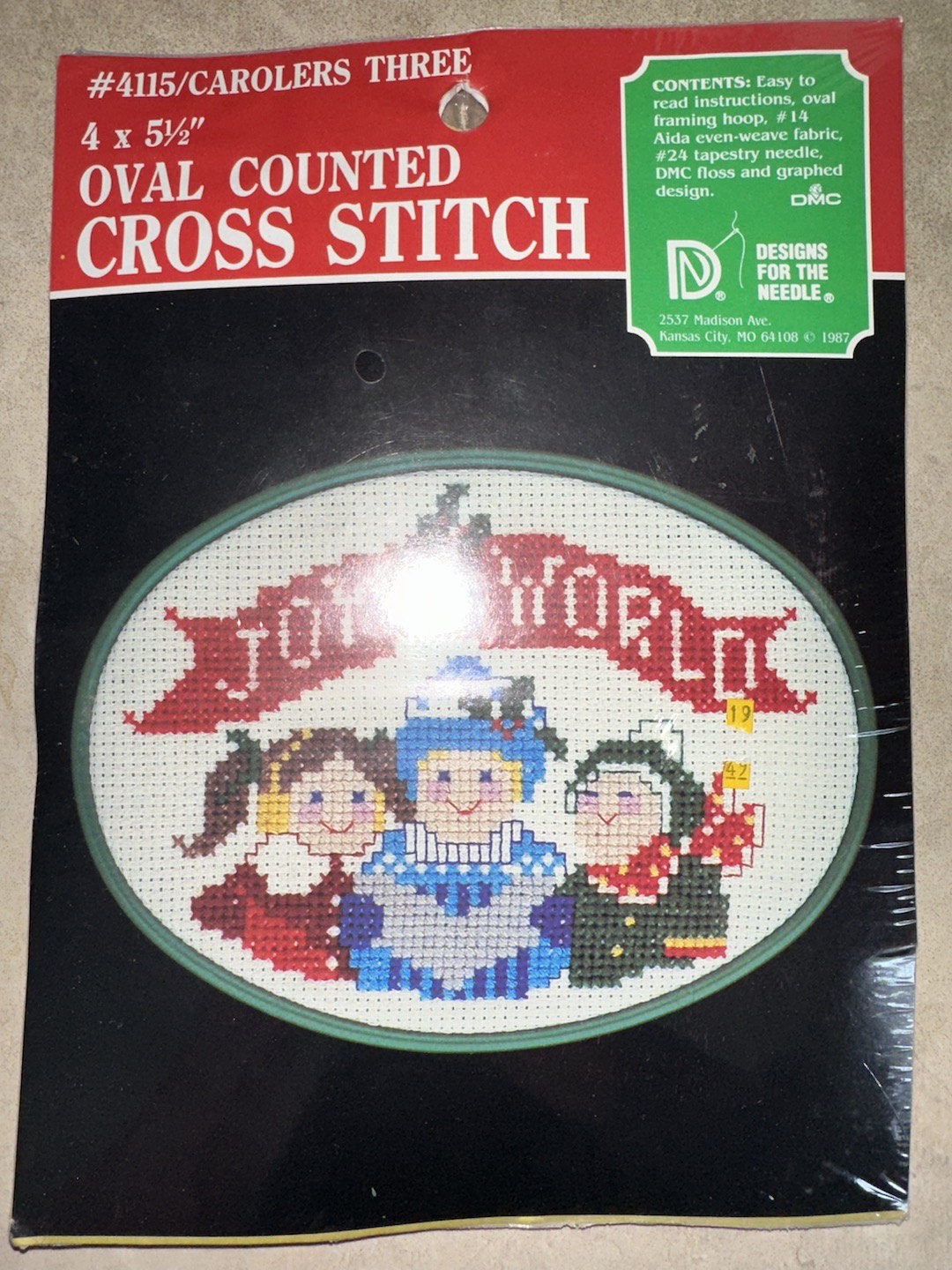 Carolers Three Oval Counted Cross Stitch 4 X 5 1/2”