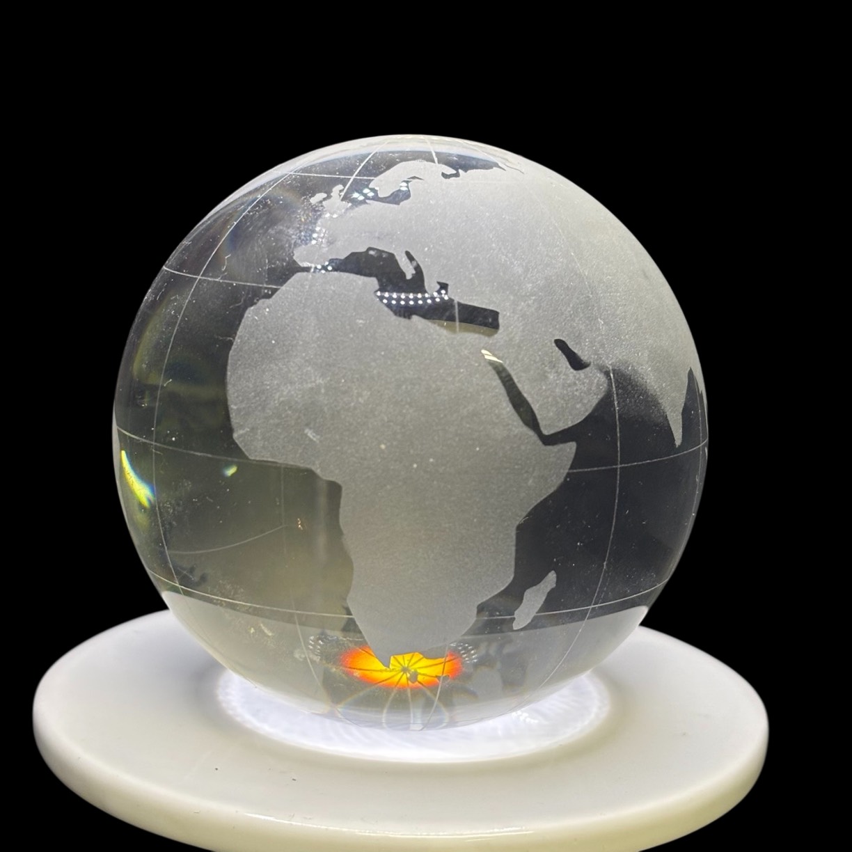 Earth World Globe Paperweight Clear & Frosted 2.75”