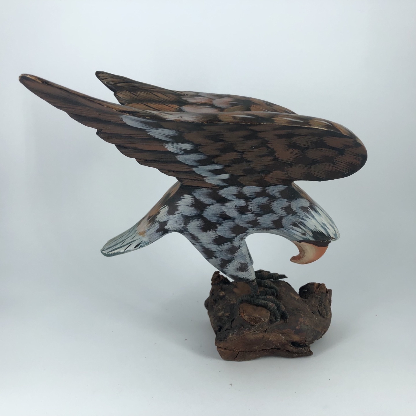 Hand-Crafted Folk Art Carved Wooden Bald Eagle Sculpture