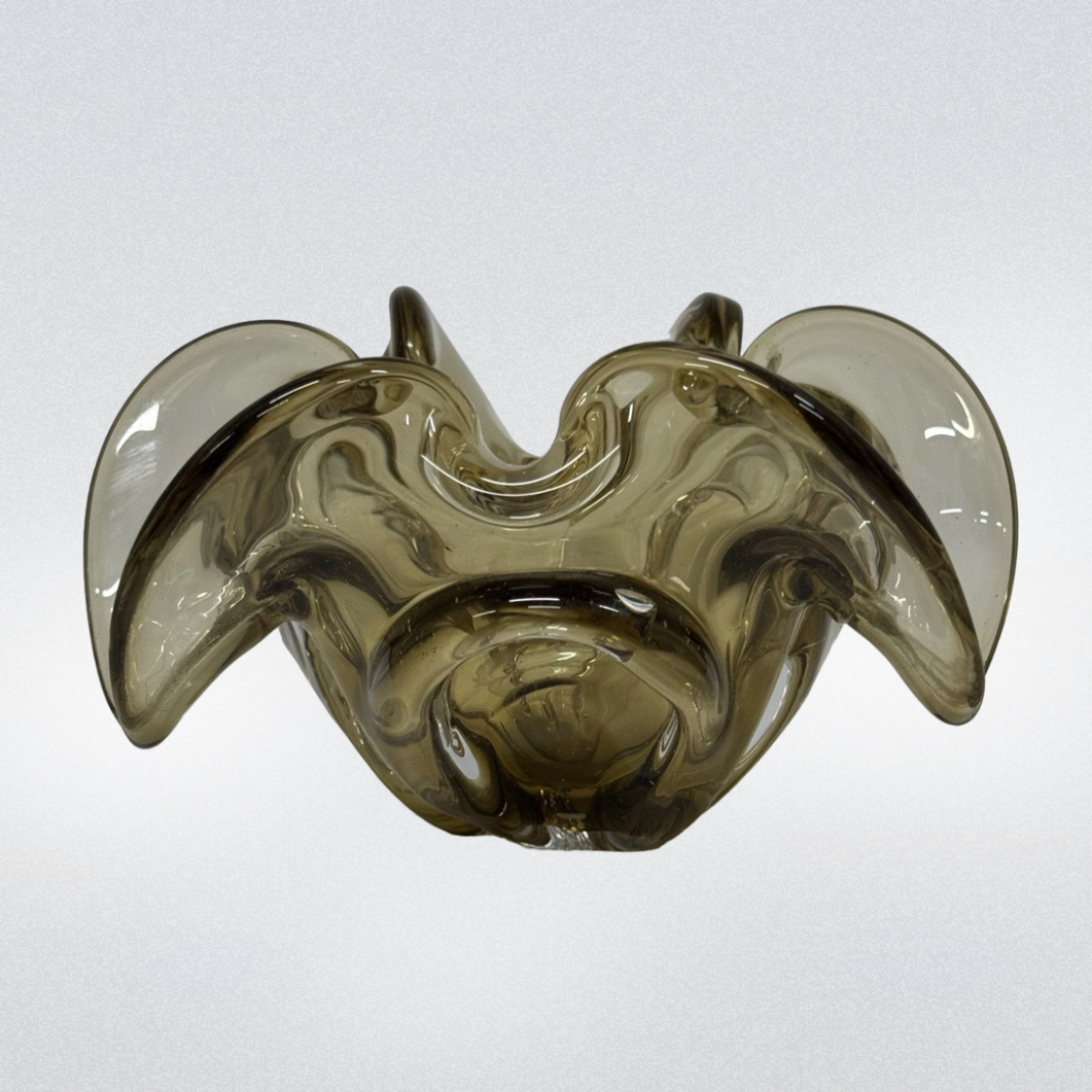 HAND BLOWN ART GLASS Free Form Smokey Color