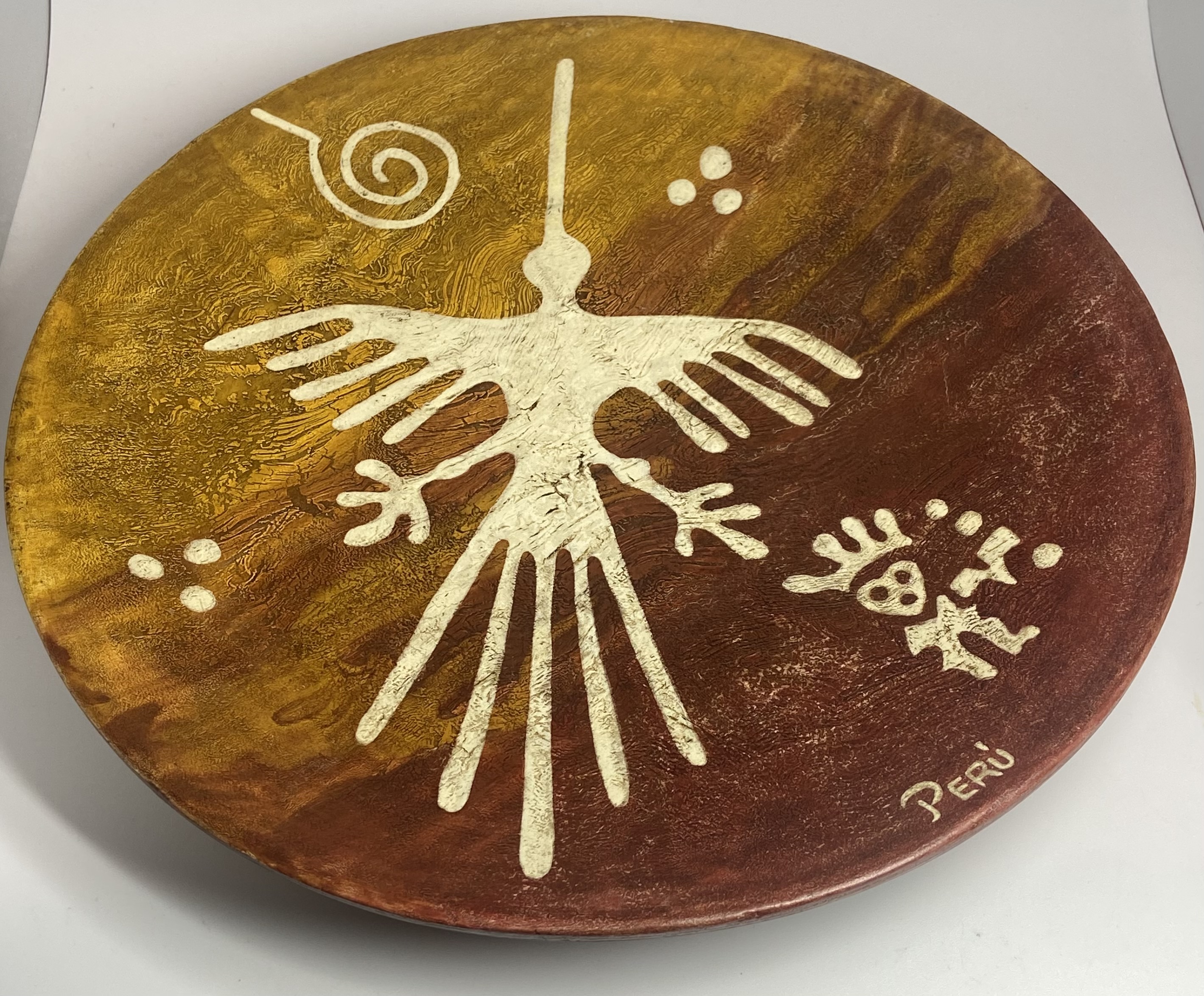 Hand Painted Stoneware Peruvian Plate w/ Decorative Bird
