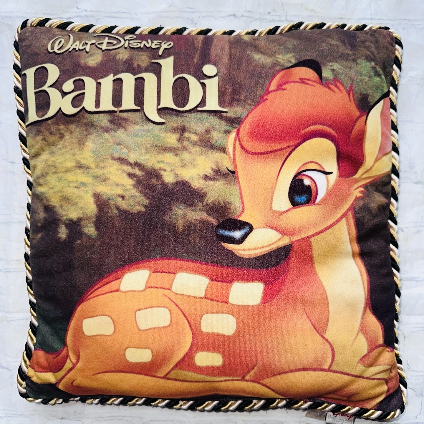 Vintage Walt Disney Bambi Movie 16 X 16 Throw Pillow Corded Edge