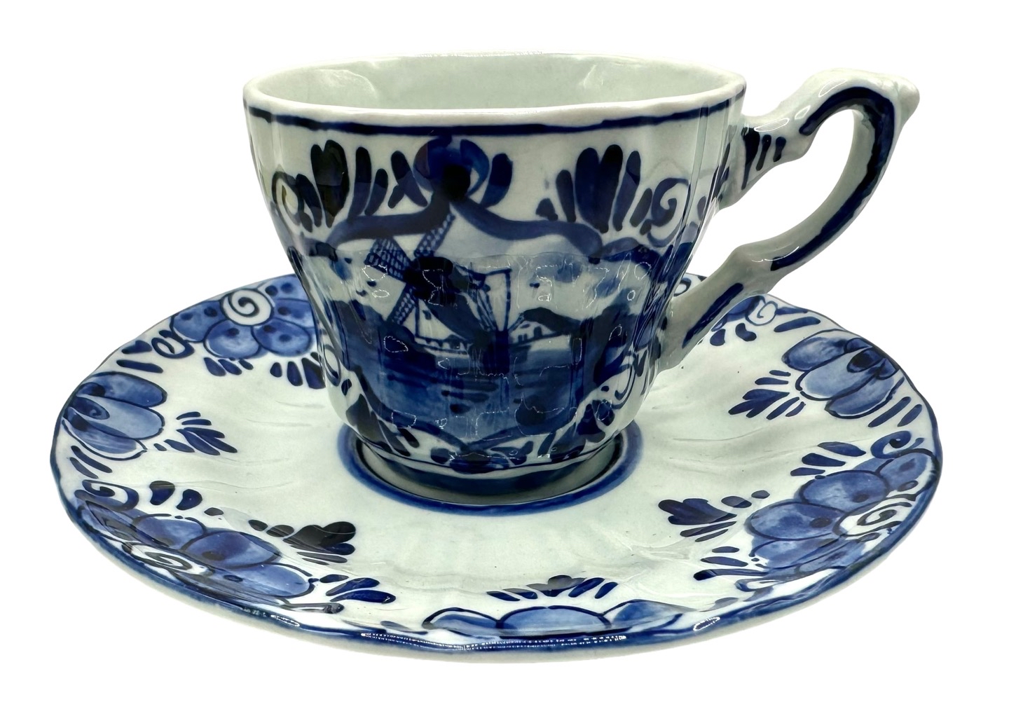 Vintage Hand Painted Delfts Blue Tea Cup and Saucer Set Holland ...