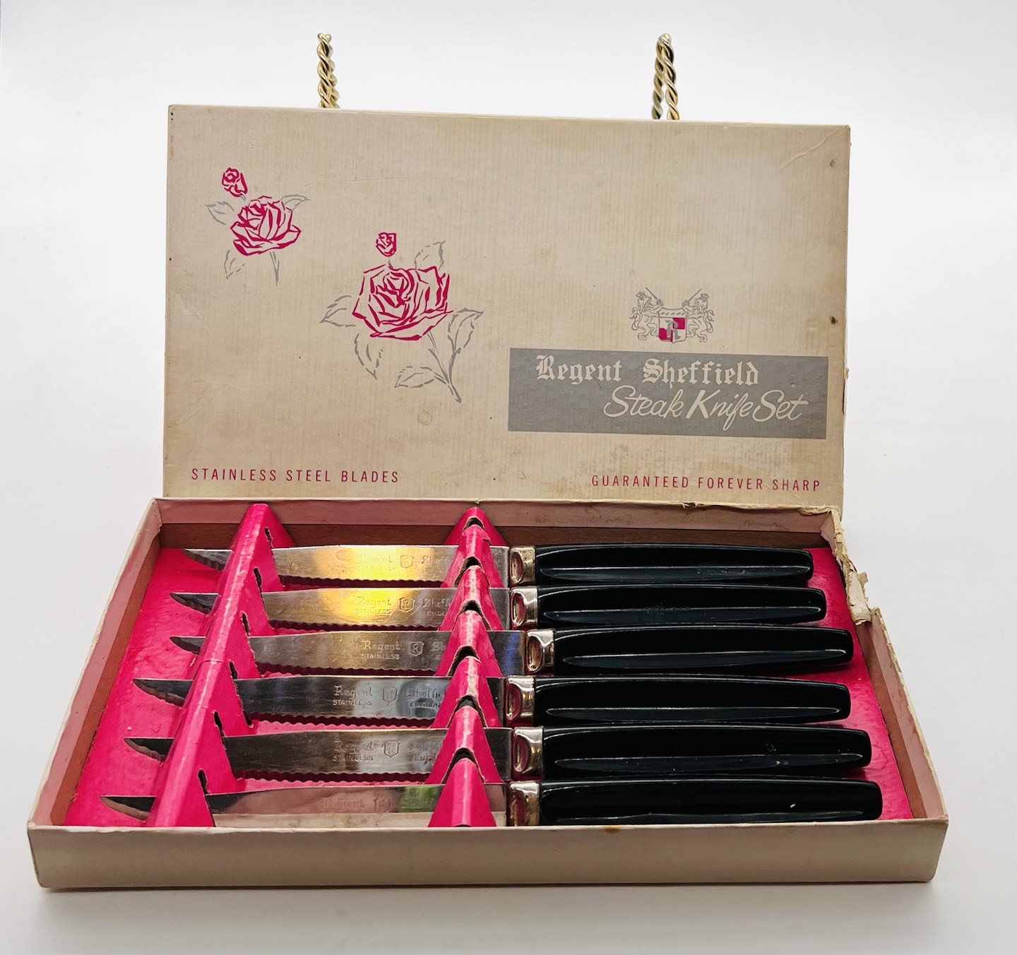 Vintage Regent Sheffield Stainless Steak Knife Set In Original Box ...