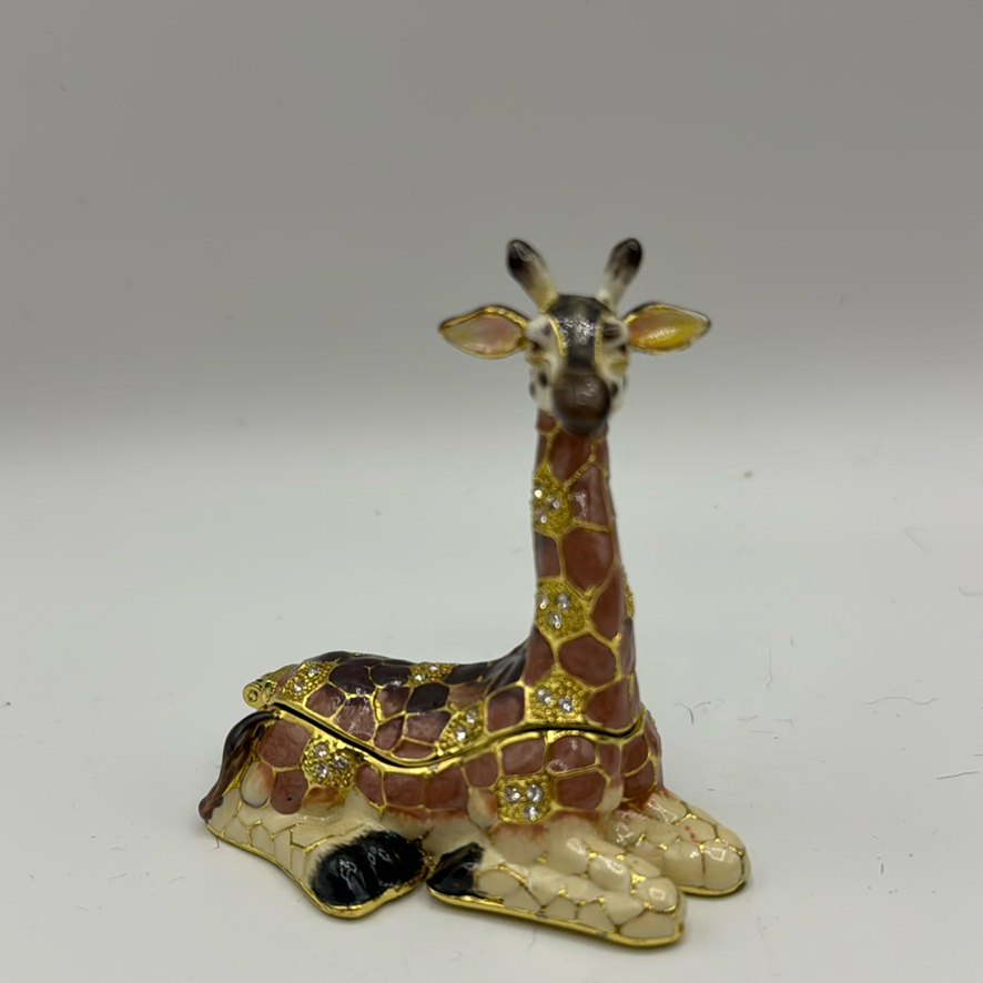 Enameled Giraffe Trinket Box
