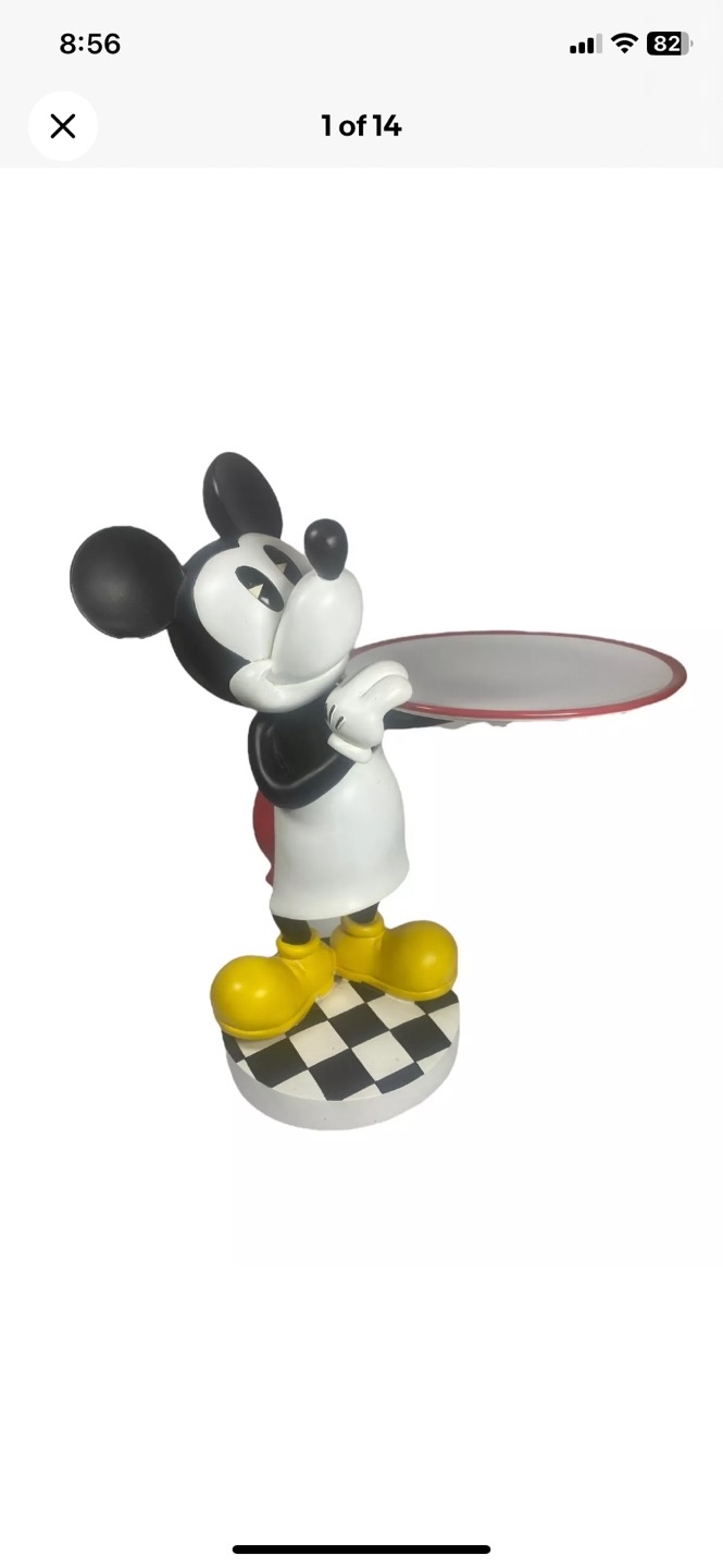 Disney Mickey Mouse Waiter/Butler Plate Holder Statue Figurine ~13 ...