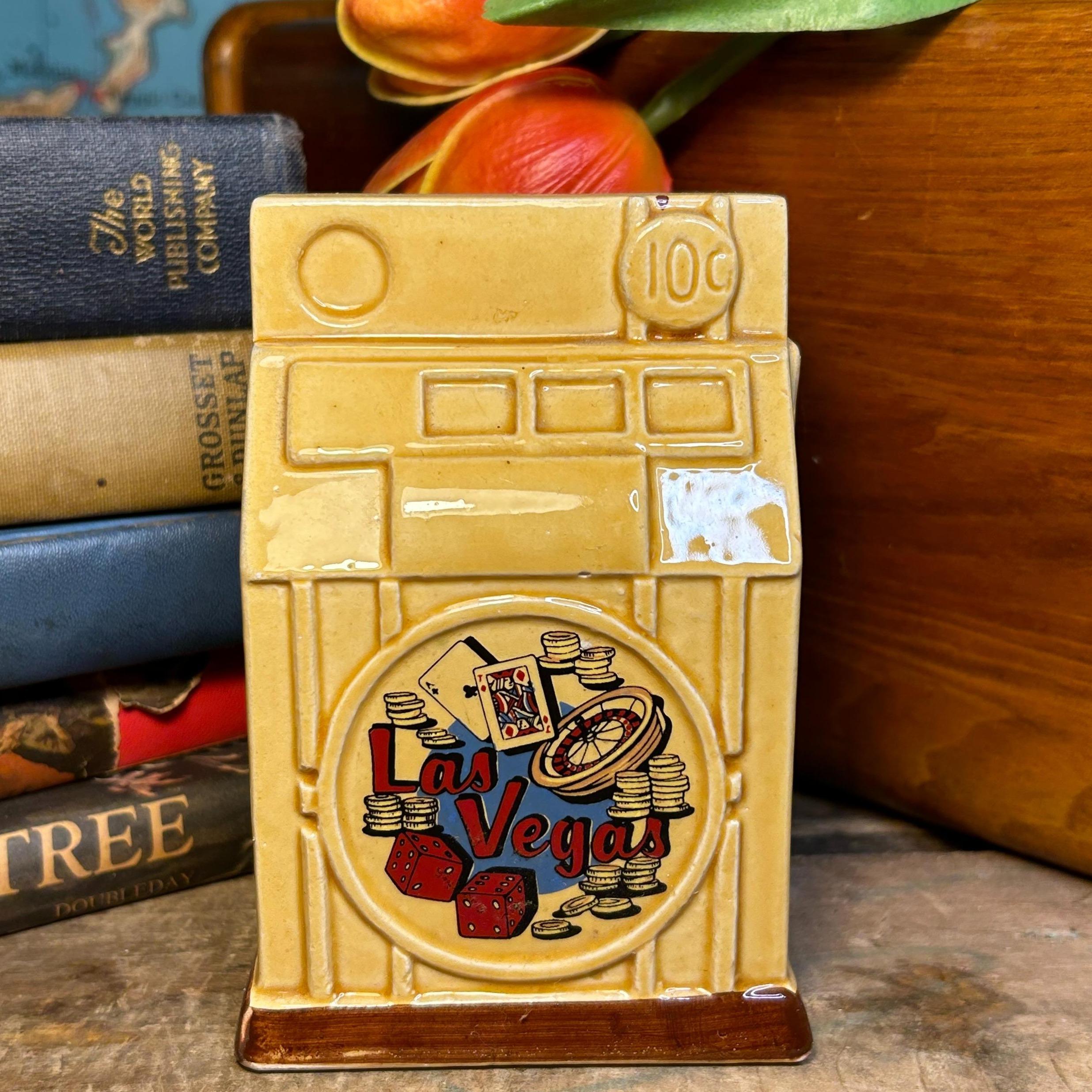 Vintage Ceramic Las Vegas Souvenir Casino Slot Machine Bank
