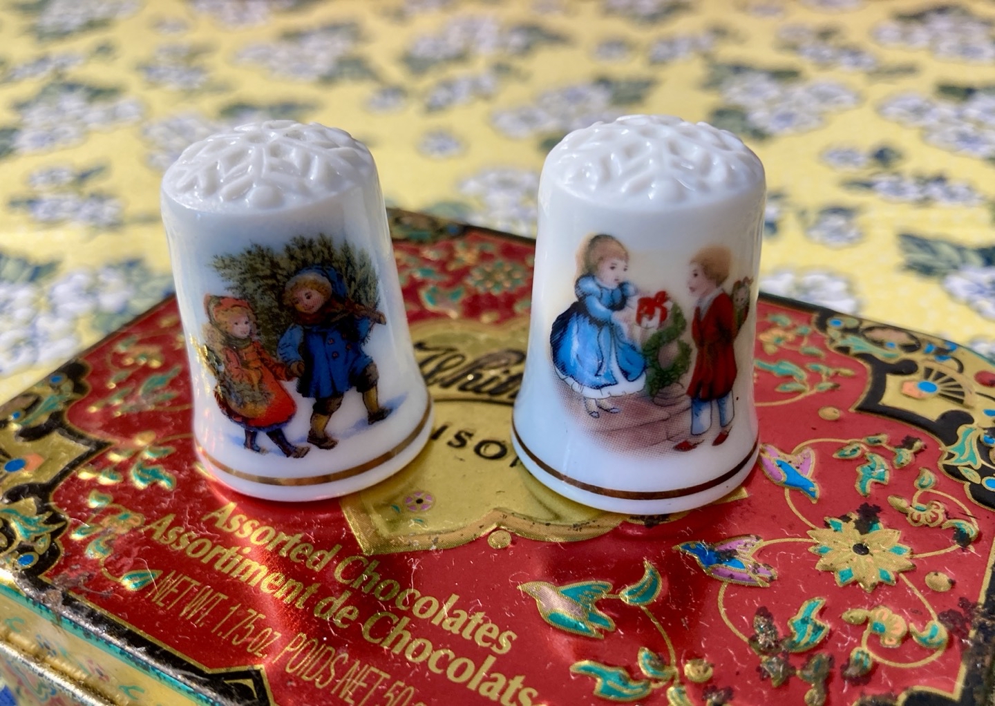 Vintage Avon Thimbles with Victorian Children Scenes