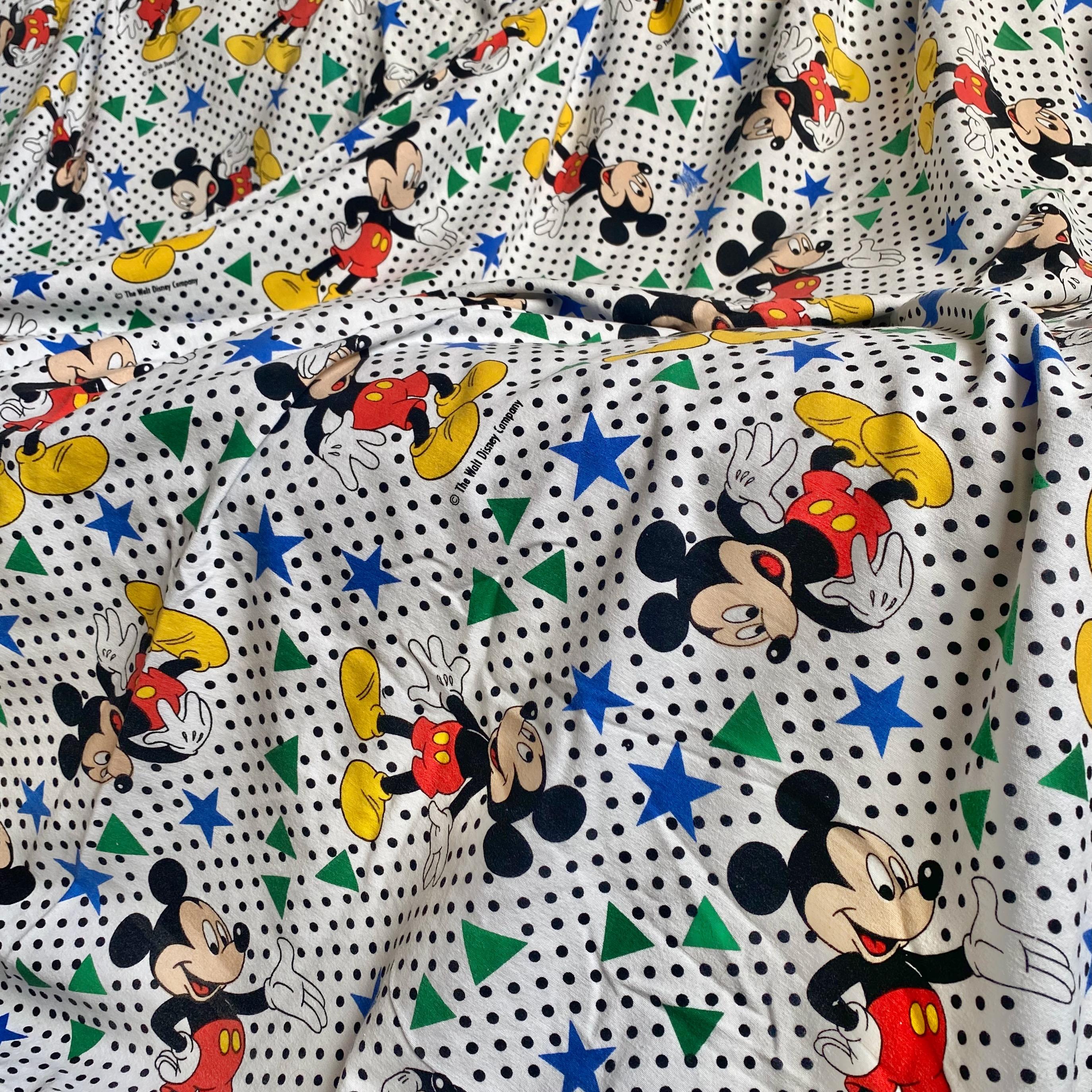 1990s Mickey Mouse Flannel Twin Flat Sheet