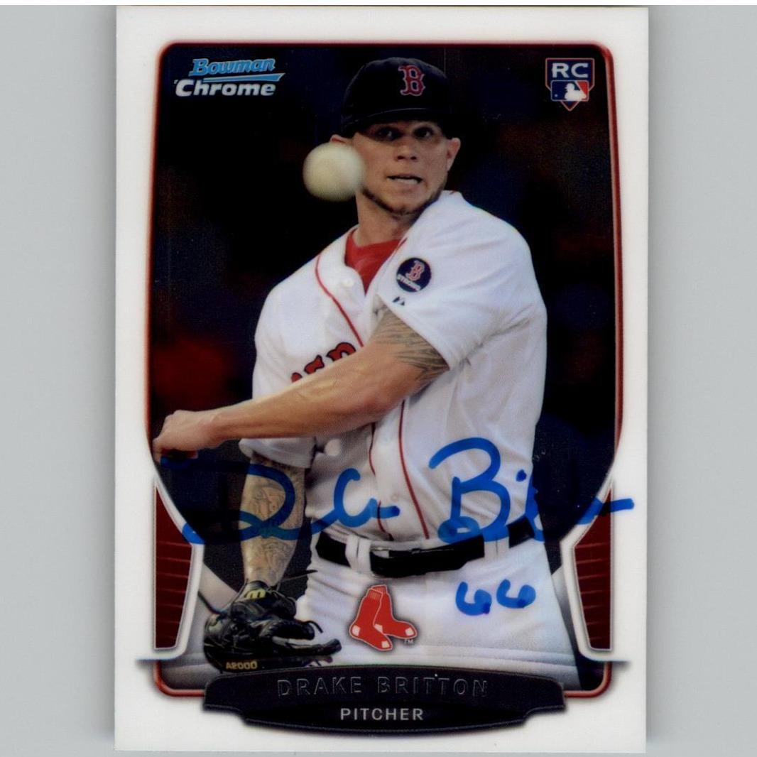 Drake Britton Signed Boston Red Sox 2013 Bowman Chrome Card #16