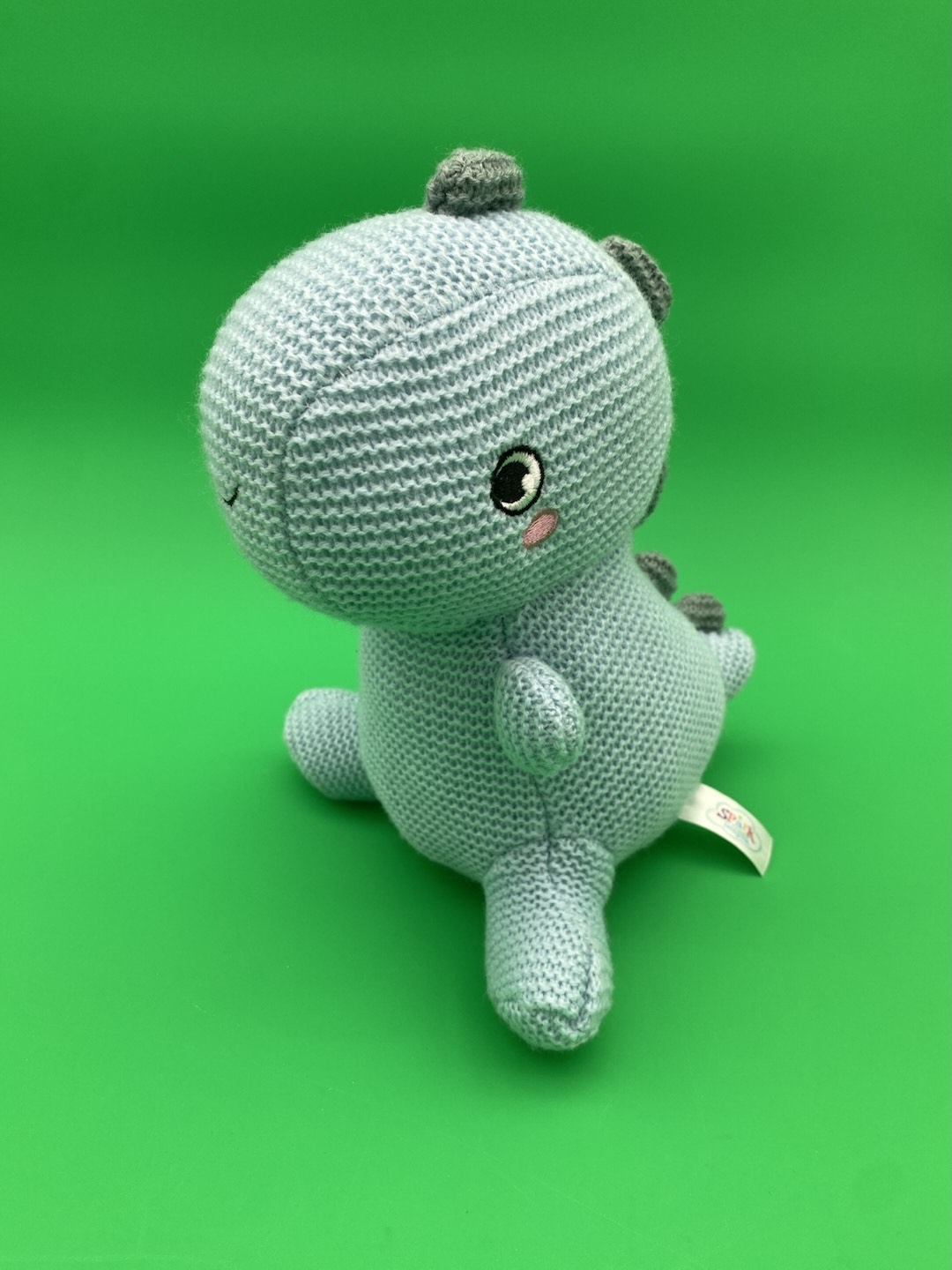 Spark Create Imagine 9" Blue Dinosaur Crochet Pattern Baby Rattle Plush