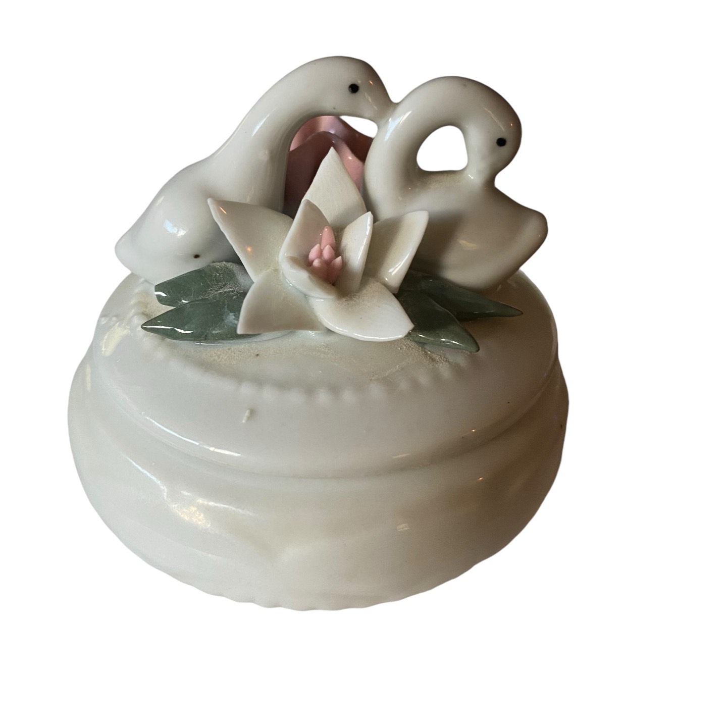 Vintage Porcelain Swan Trinket Box