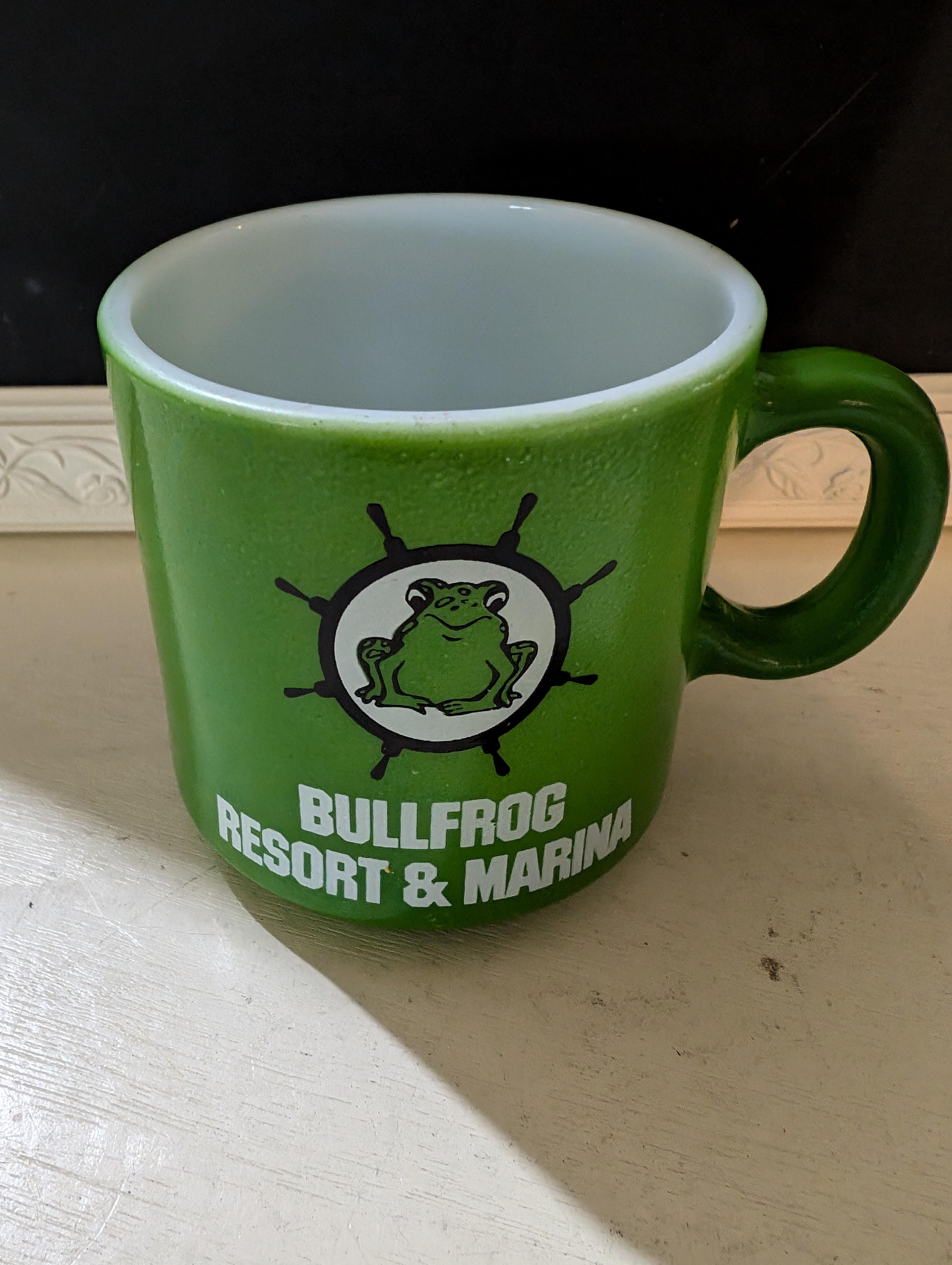 Vintage Bullfrog Resort & Marina Green Coffee Mug