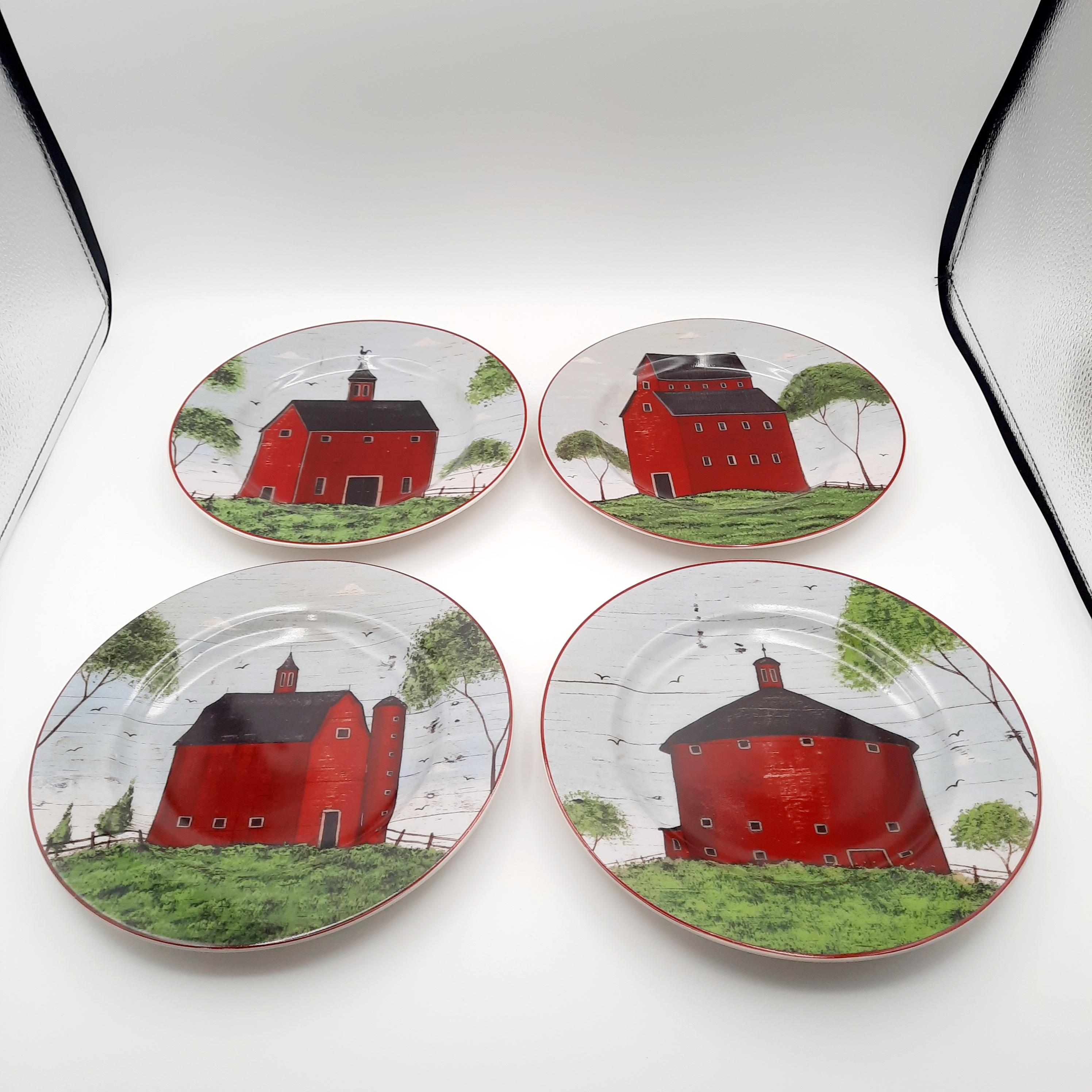 Warren Kimble by Sakura Red Barns Plates 1998 Set Of 4