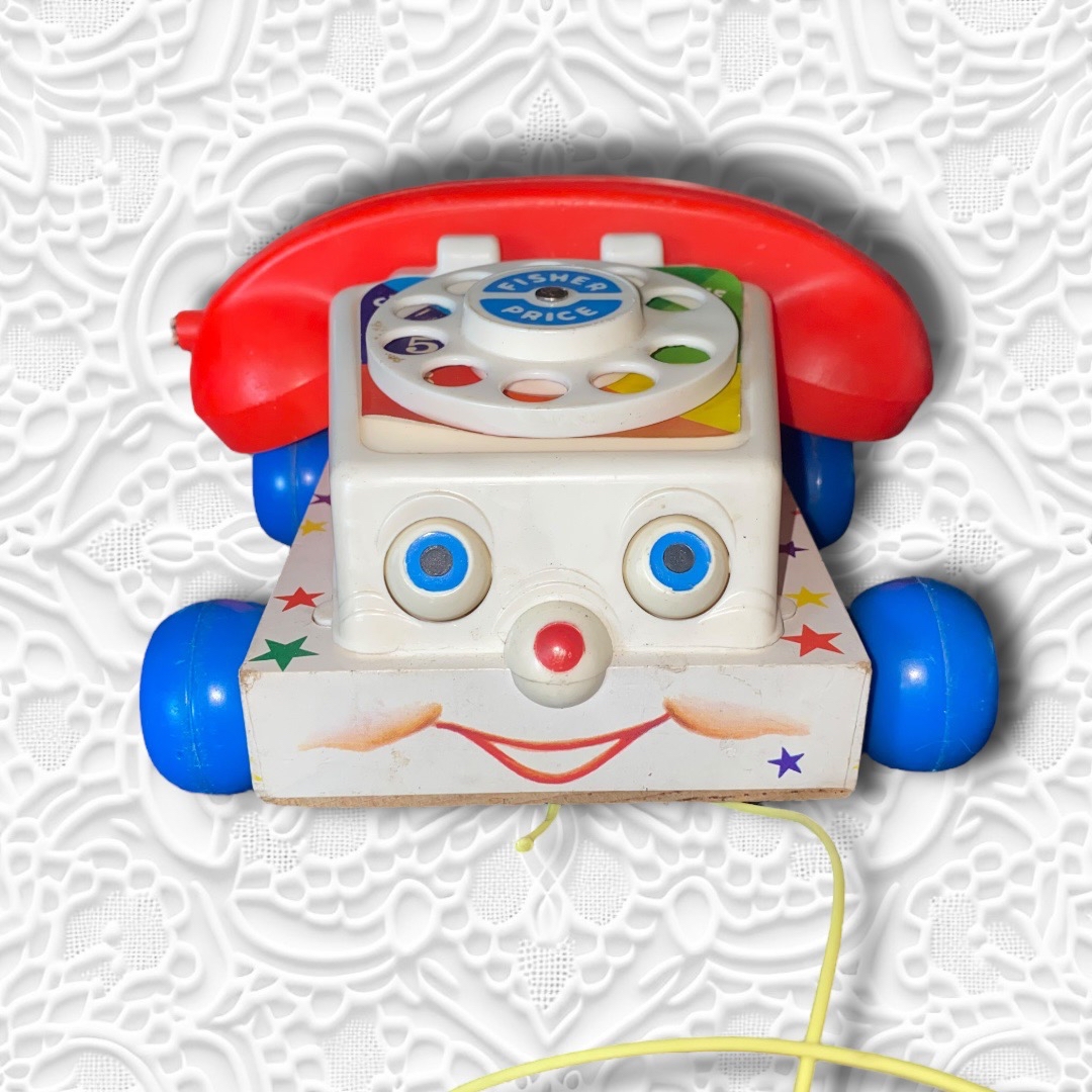 001. 1974 Fisher-Price Chatter Telephone Toy W/ Box