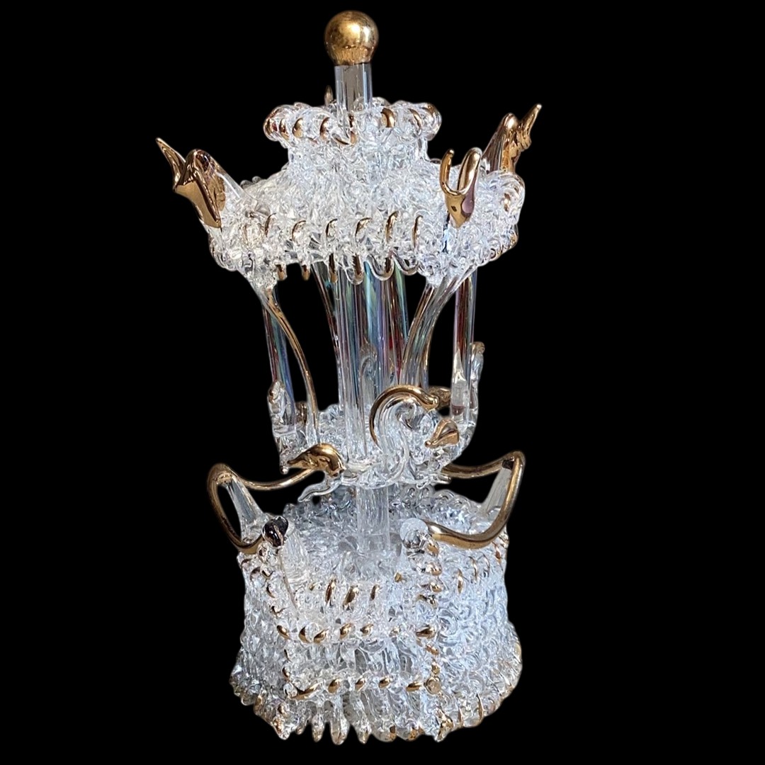 Glass Baron Horse Carousel With Gold Trim / Spins Around / 2 Pcs 6x3 ...
