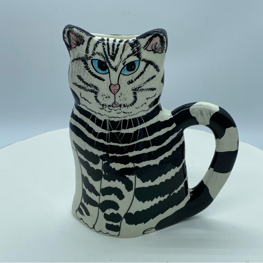 24 Black and White Striped Cat Small Jug Pitcher Vase Oxford ELITE NJ ...