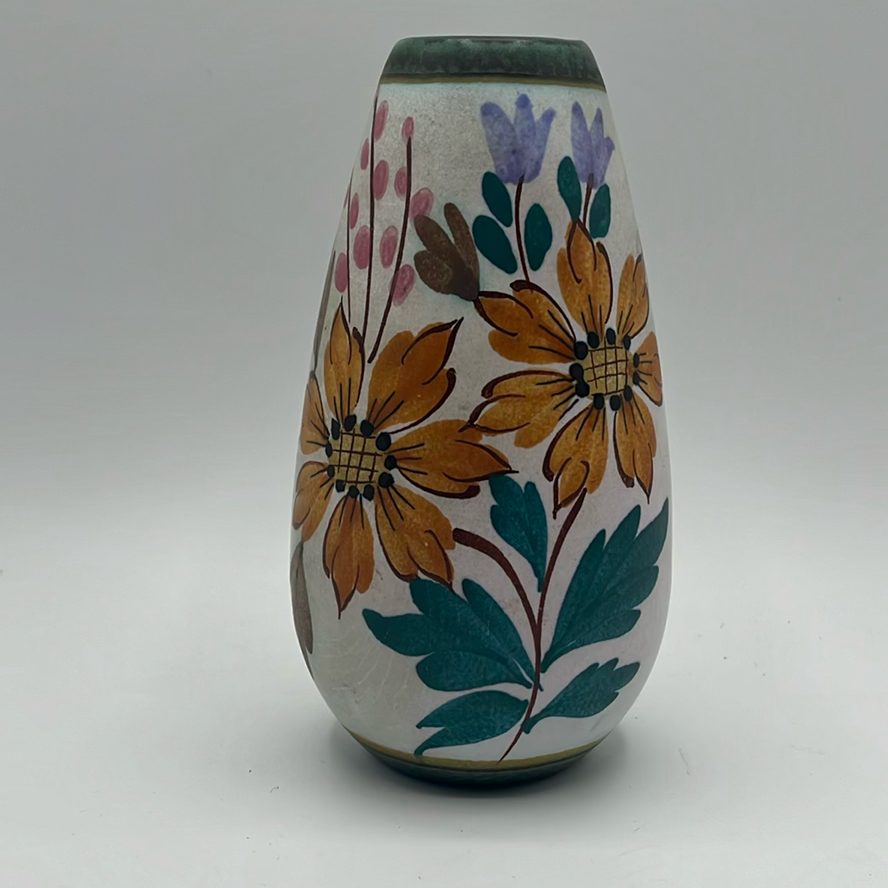 Flora Gouda Holland Rio Hand Painted Floral Pottery Vase